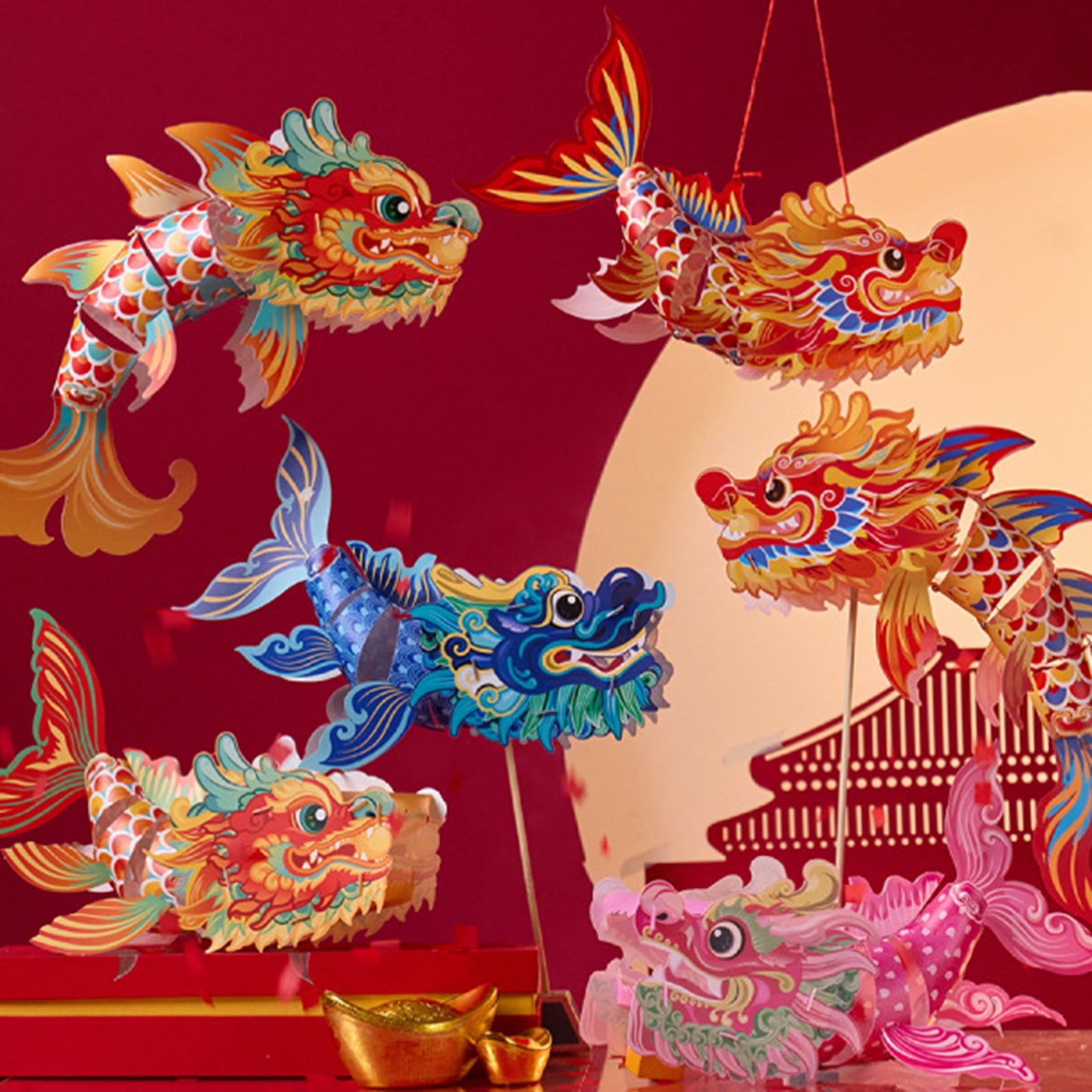 Xeyise DIY Goldfish Paper Lantern Kit Chinese New Year Handmade Lantern ...