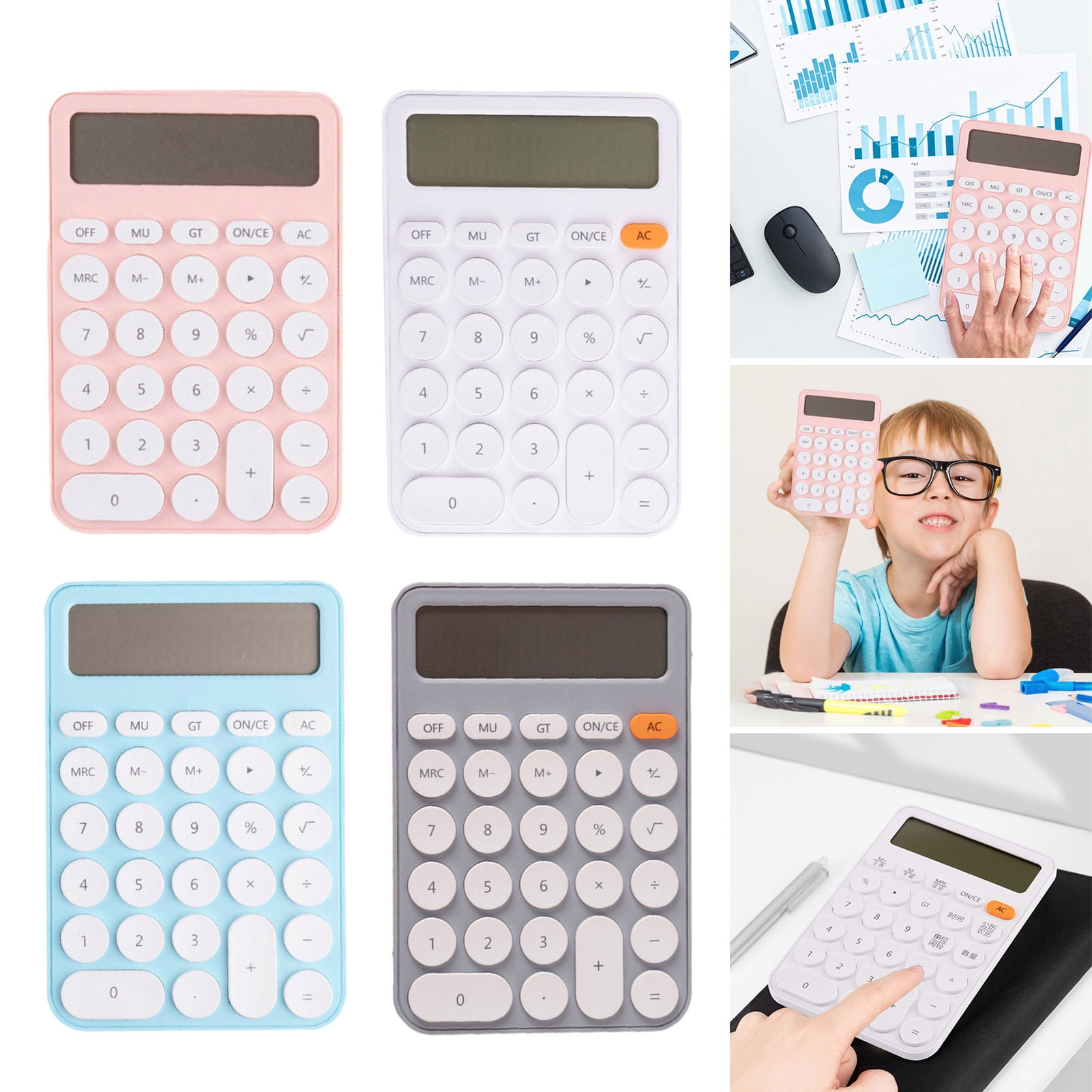 Xeyise Desktop Calculator Cute 12-Digit Kids Calculator Extra Large LCD ...