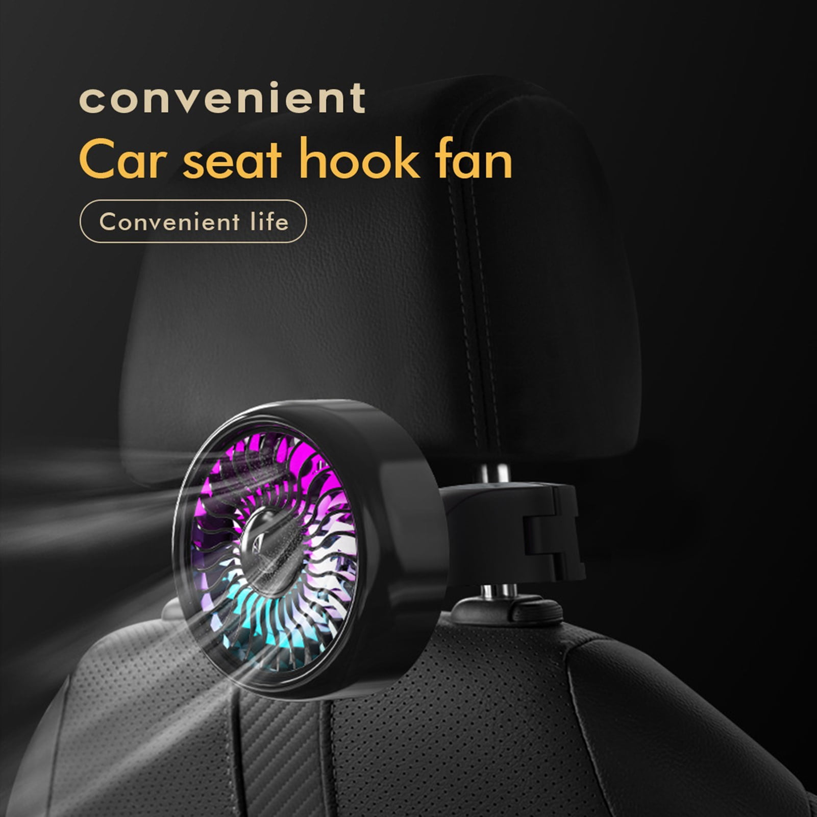 Xeyise Dual Car Backseat Cooling Fan with Colorful LED Light 3 Speeds ...