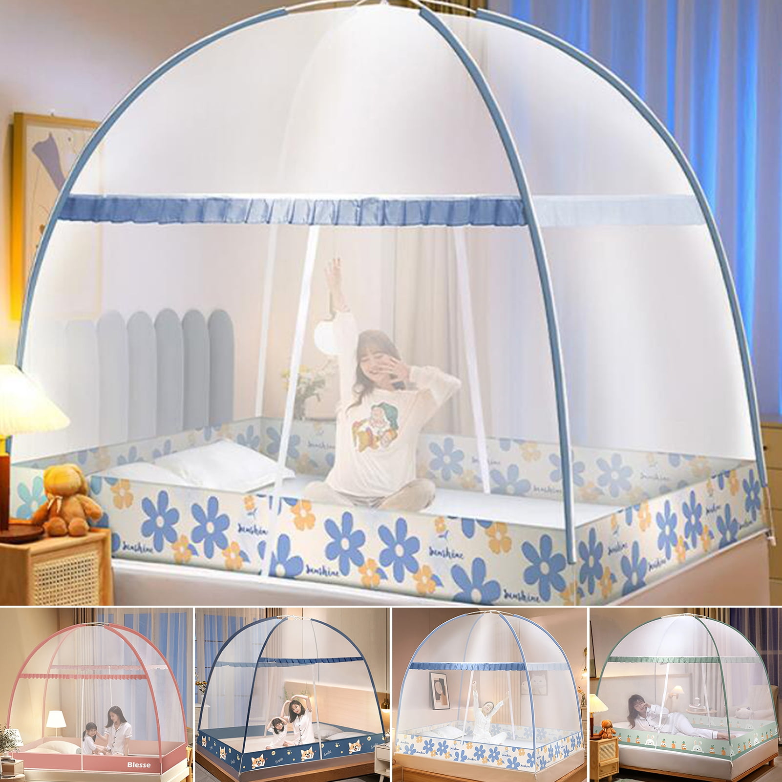 Xeyise Dual Door Mosquito Tent Full Cover Mosquito Net Zipper Closure ...