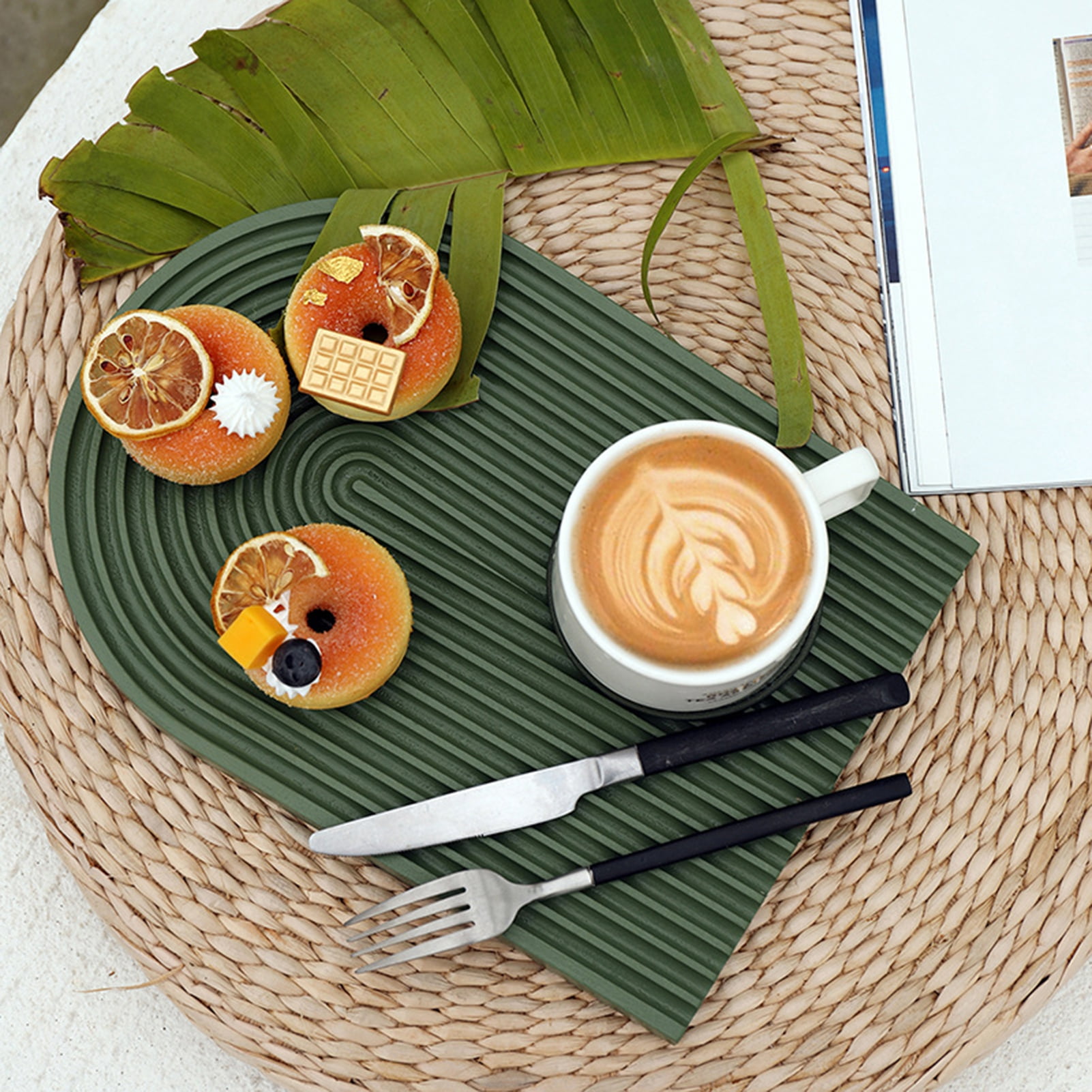 Xeyise Elegant Ripple Decor Dessert Tray Handmade Good Carved Wood ...
