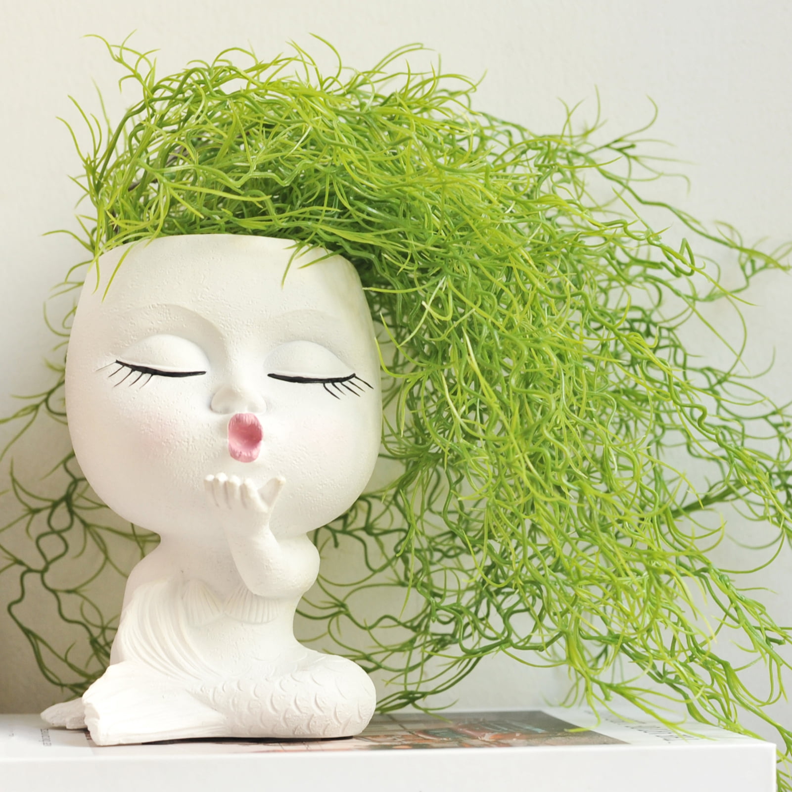 Xeyise Face Planter Pot with Drainage Hole Resin Kissing Women Head ...