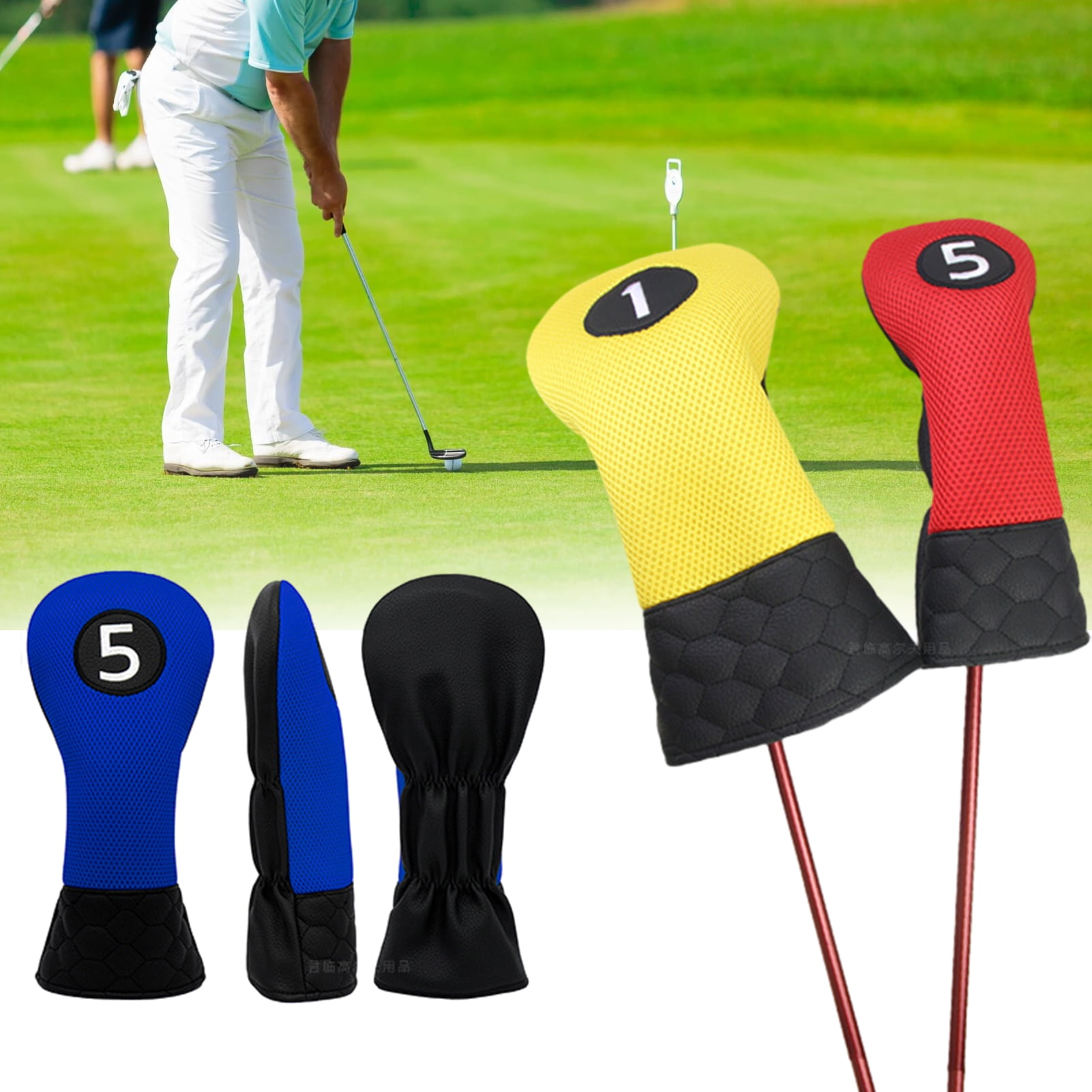 Xeyise Faux Leather Golf Club Head Cover Wear Resistant Vibrant Color ...