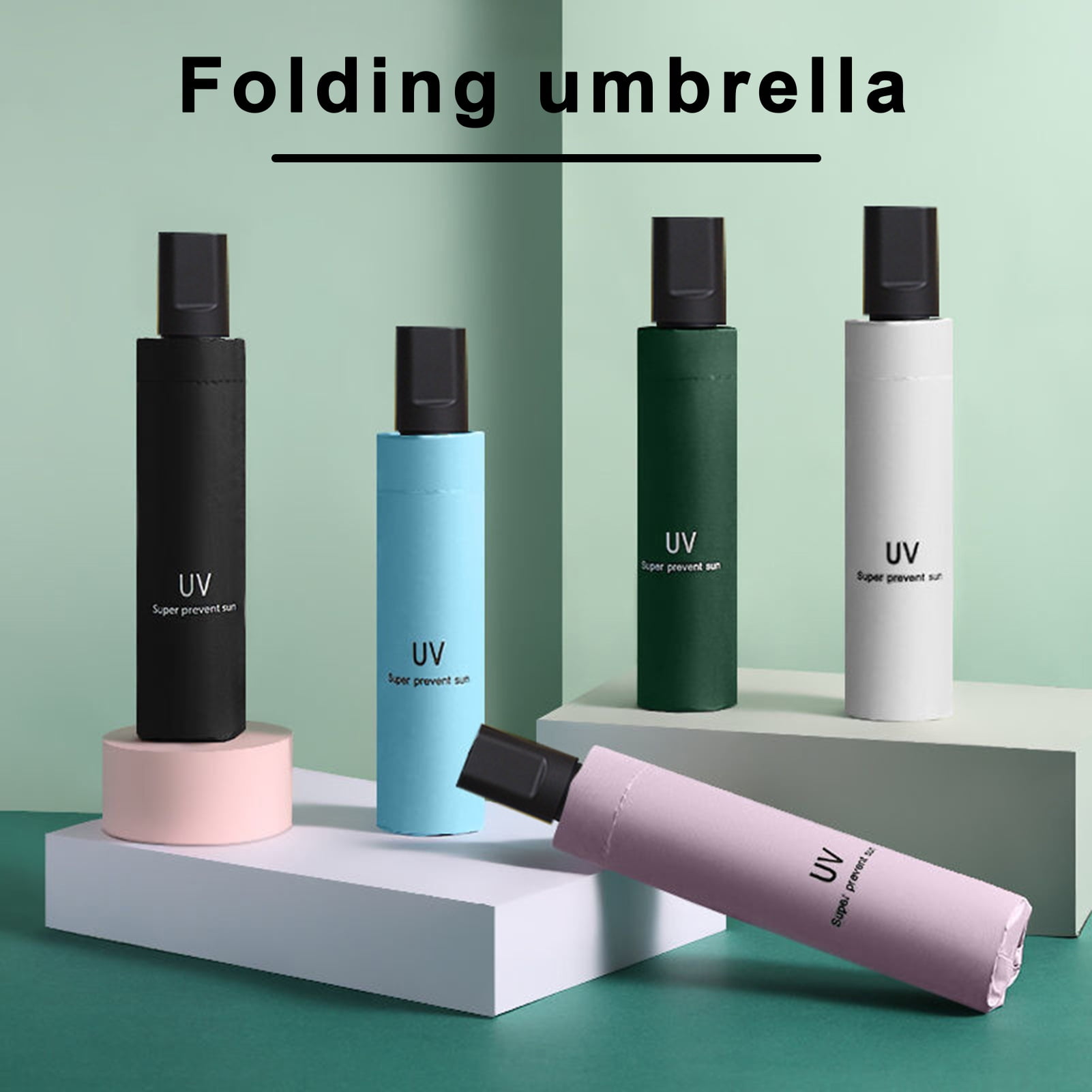 Xeyise Folding Umbrella Compact UV Protection Tri-fold Umbrella ...