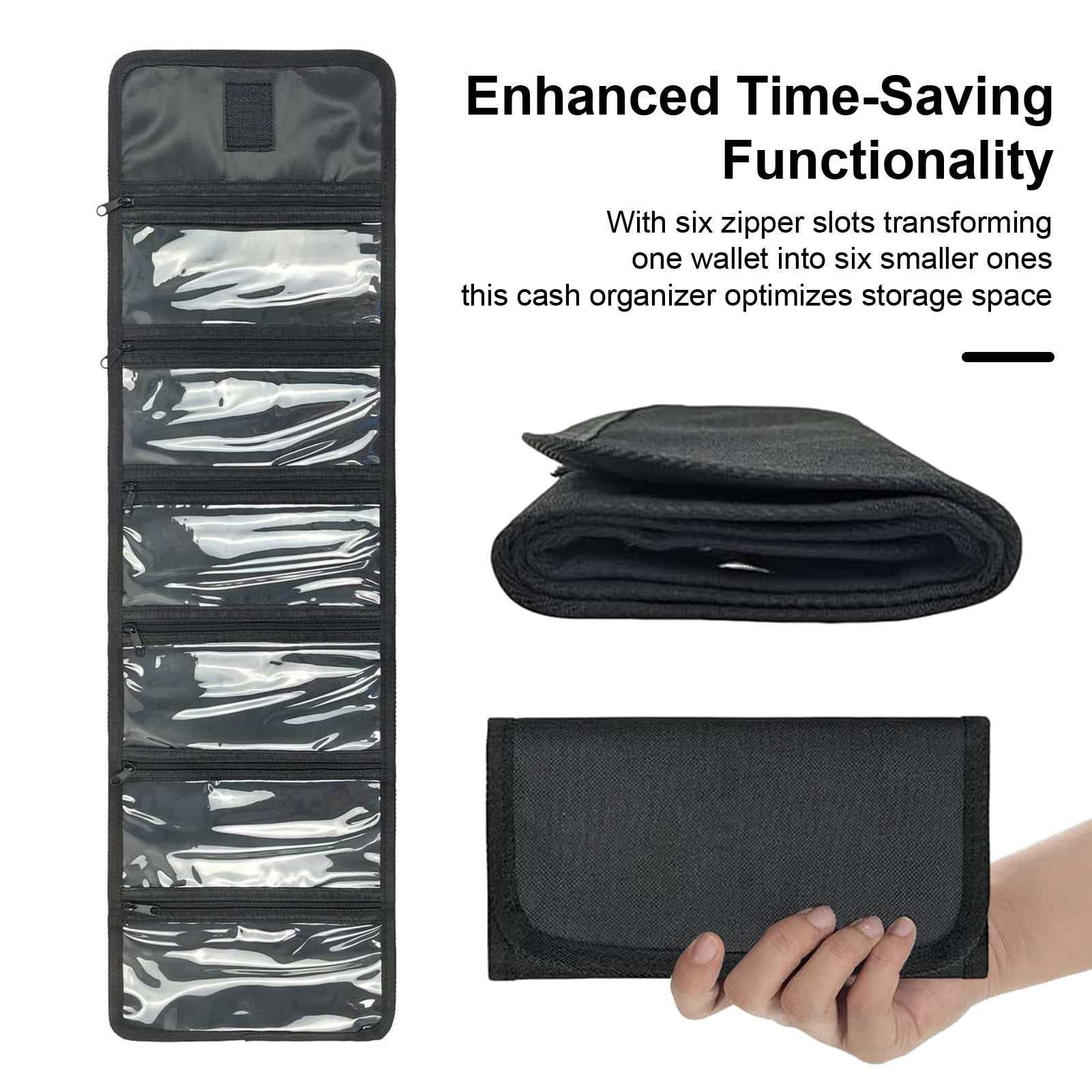 Xeyise Folding Wallet 6 Zippered Pockets Waterproof Portable Cash ...