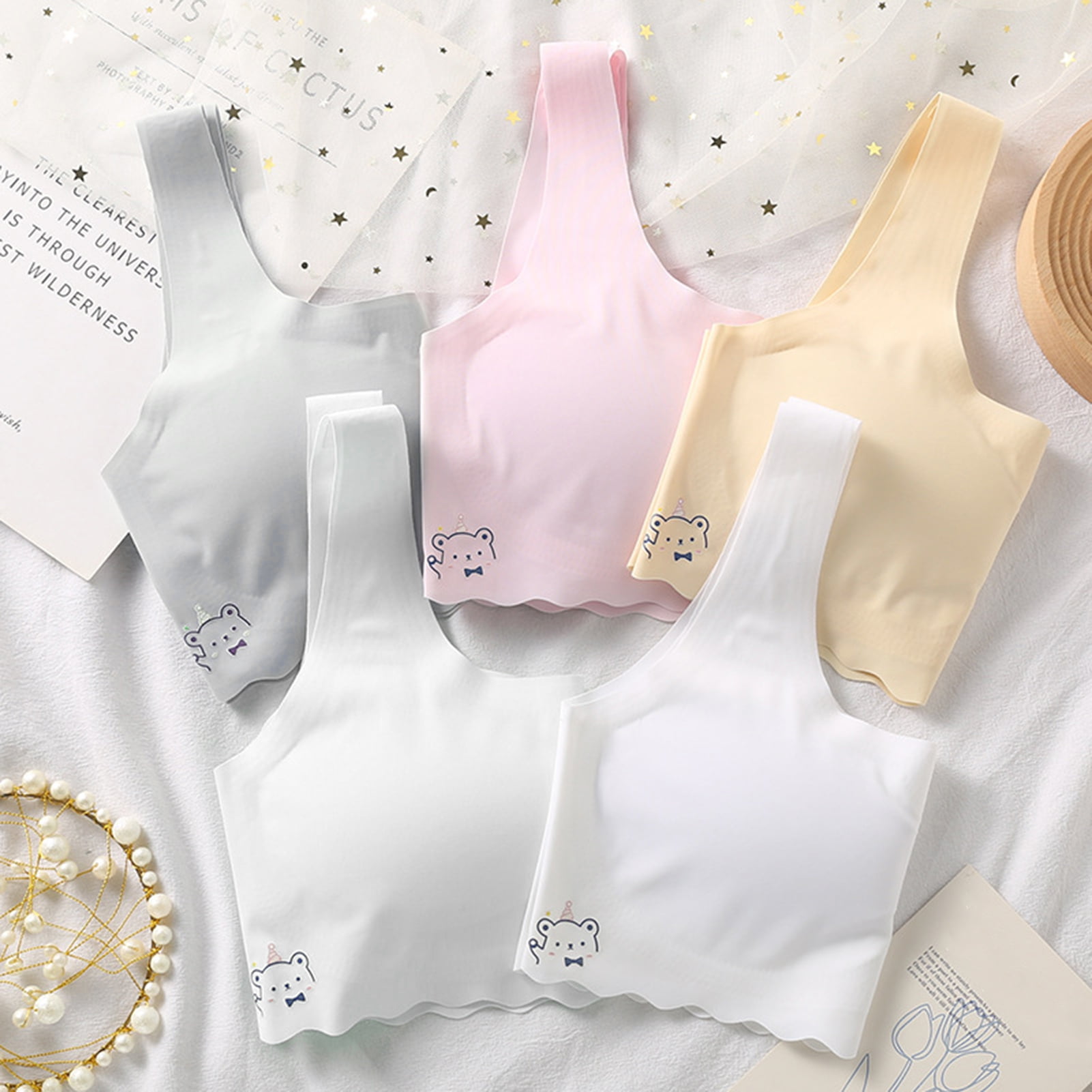 Xeyise Girl Development Period Bra with Wide Elastic Straps Seamless ...