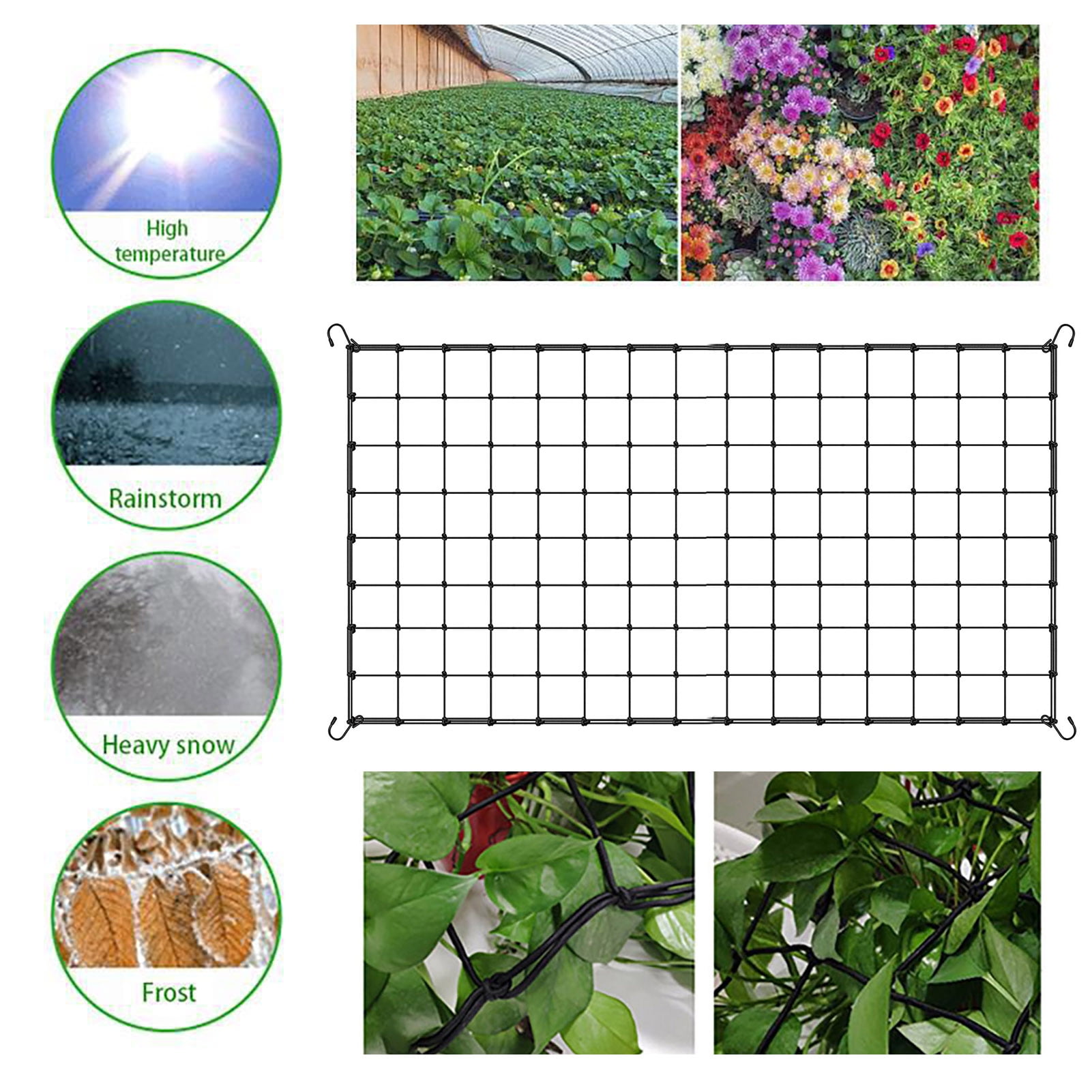 Xeyise Grow Tent Trellis Netting with 4 Hooks Elastic Nylon Mesh Heavy ...