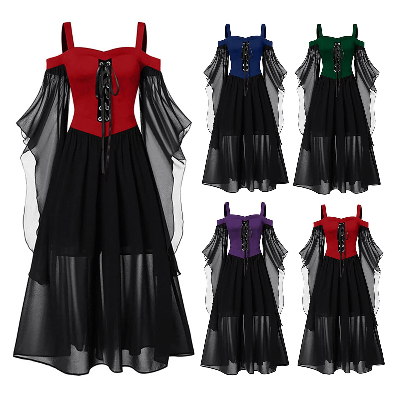 Xeyise Halloween Costumes Fairy Chiffon Batwing Sleeve Women Maxi Dress ...