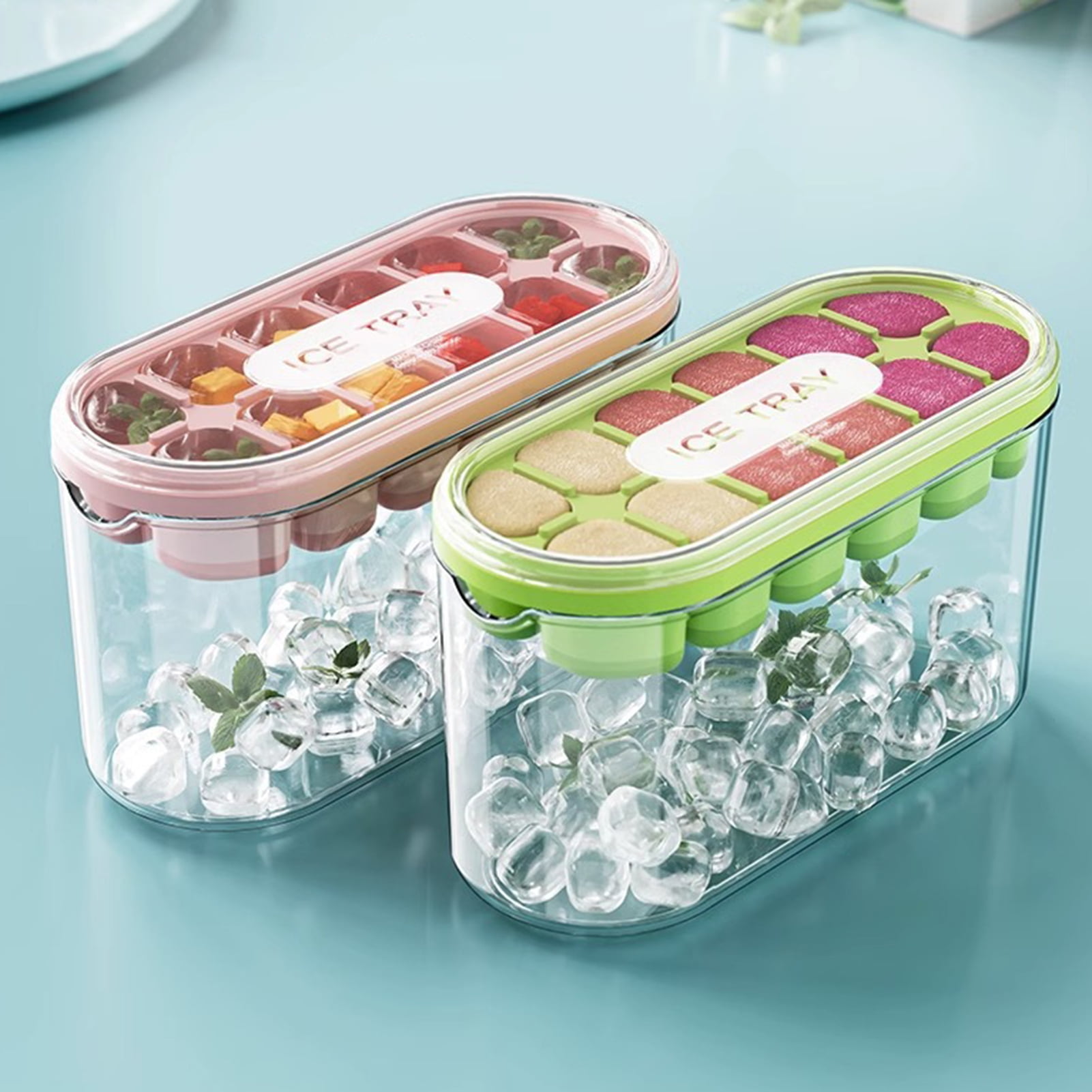 Xeyise Ice Cube Mold with Storage Box Airtight Lid Double Layer Cool ...
