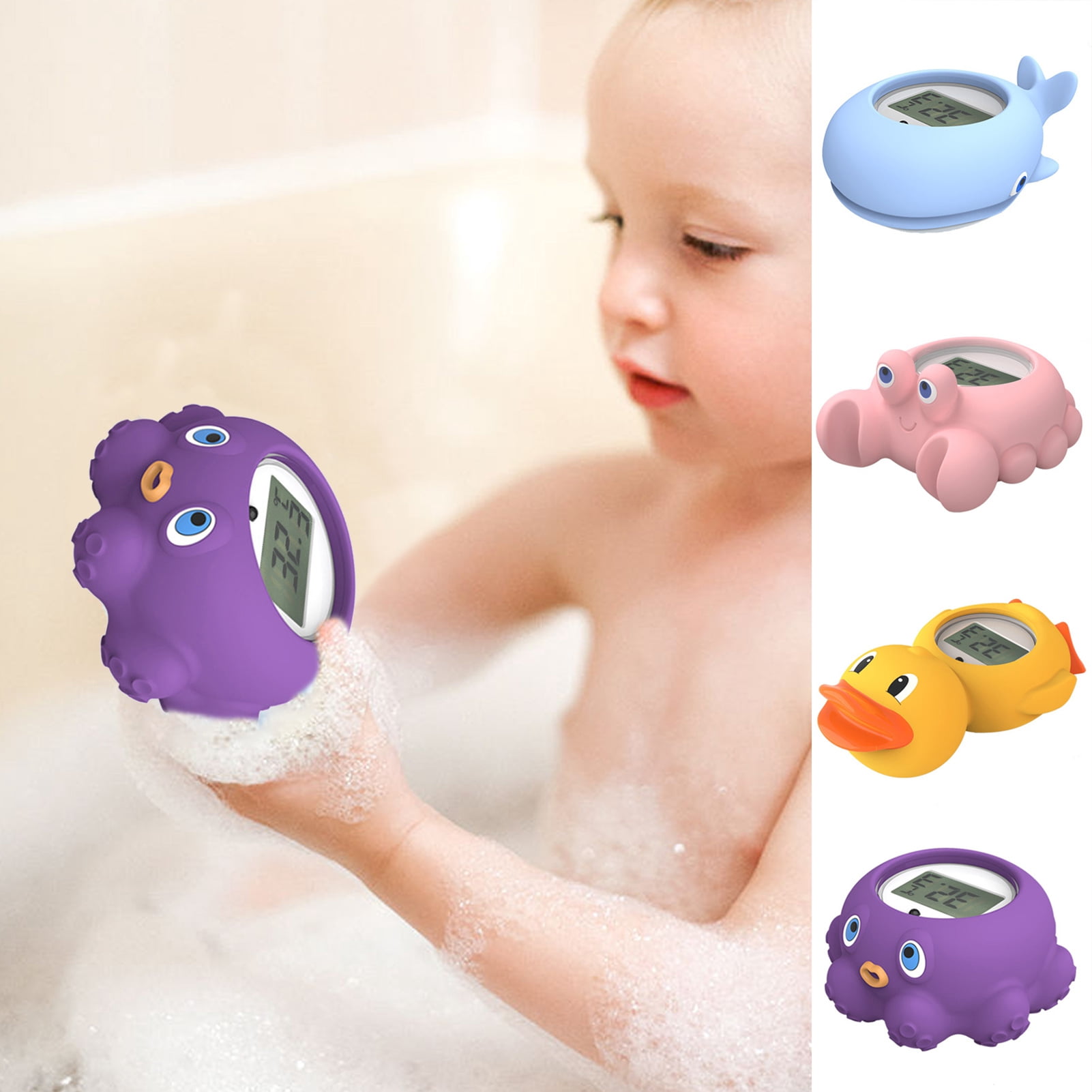 Xeyise Kids Bath Thermometer Cartoon Duck/Crab/Whale/Octopus Shape ...