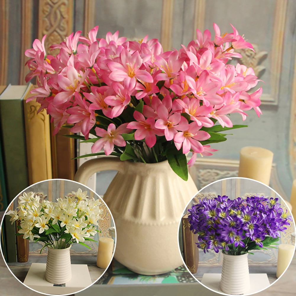 Xeyise Lovely Artificial Mini Lily Flower Bouquet Home Wedding Decor 24 ...