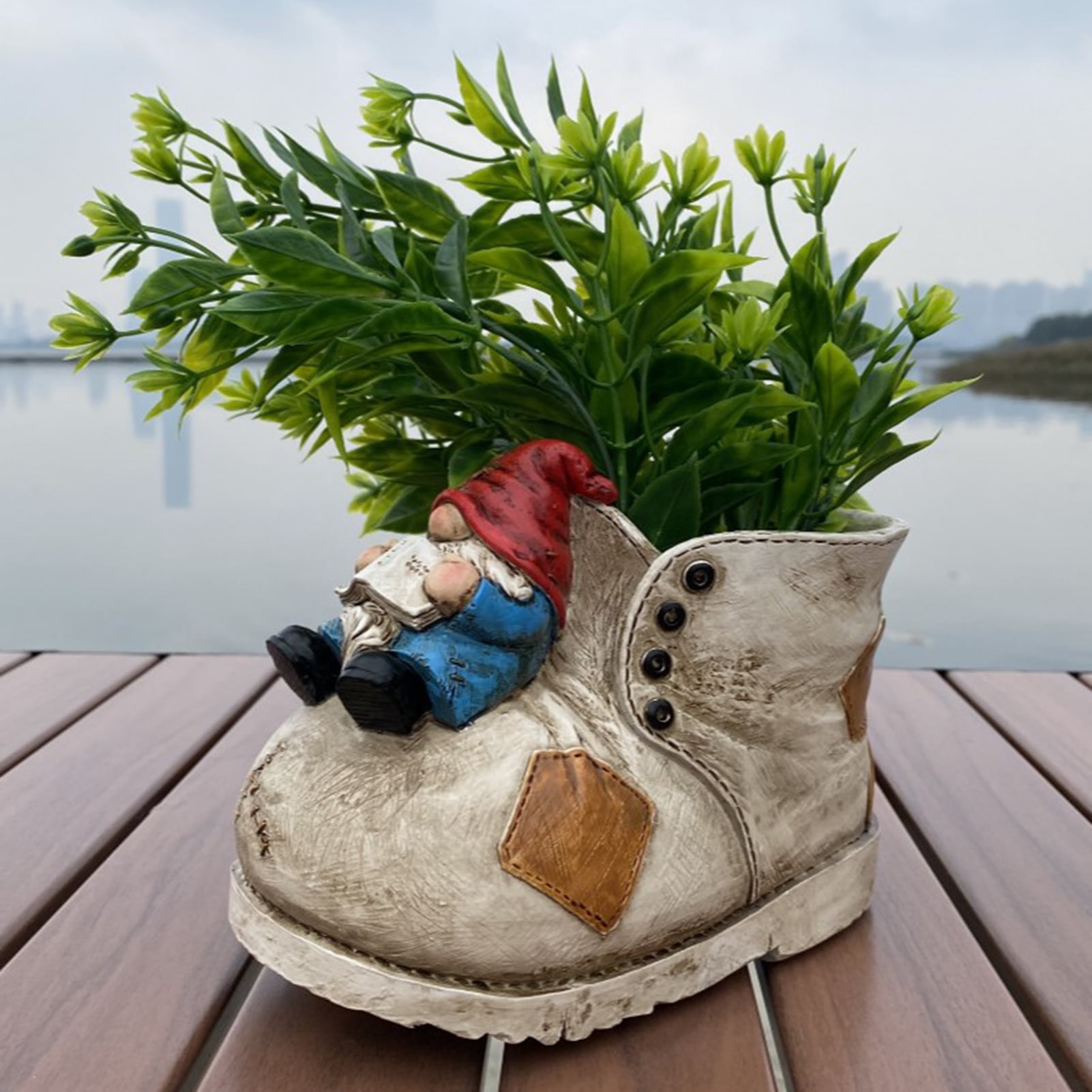 Xeyise Lying Gnome Shoe Planter Pot Indoor Outdoor Plants Vegetable ...
