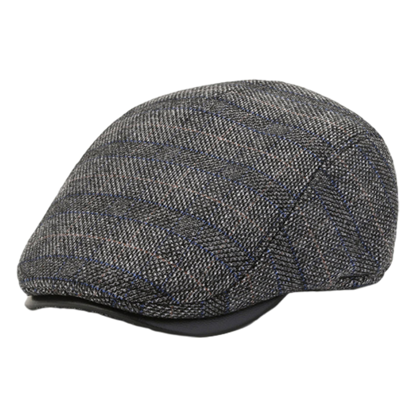 Xeyise Men Retro Beret with Ear Covers Plaid Lightweight British Western Plush Lining Style ...