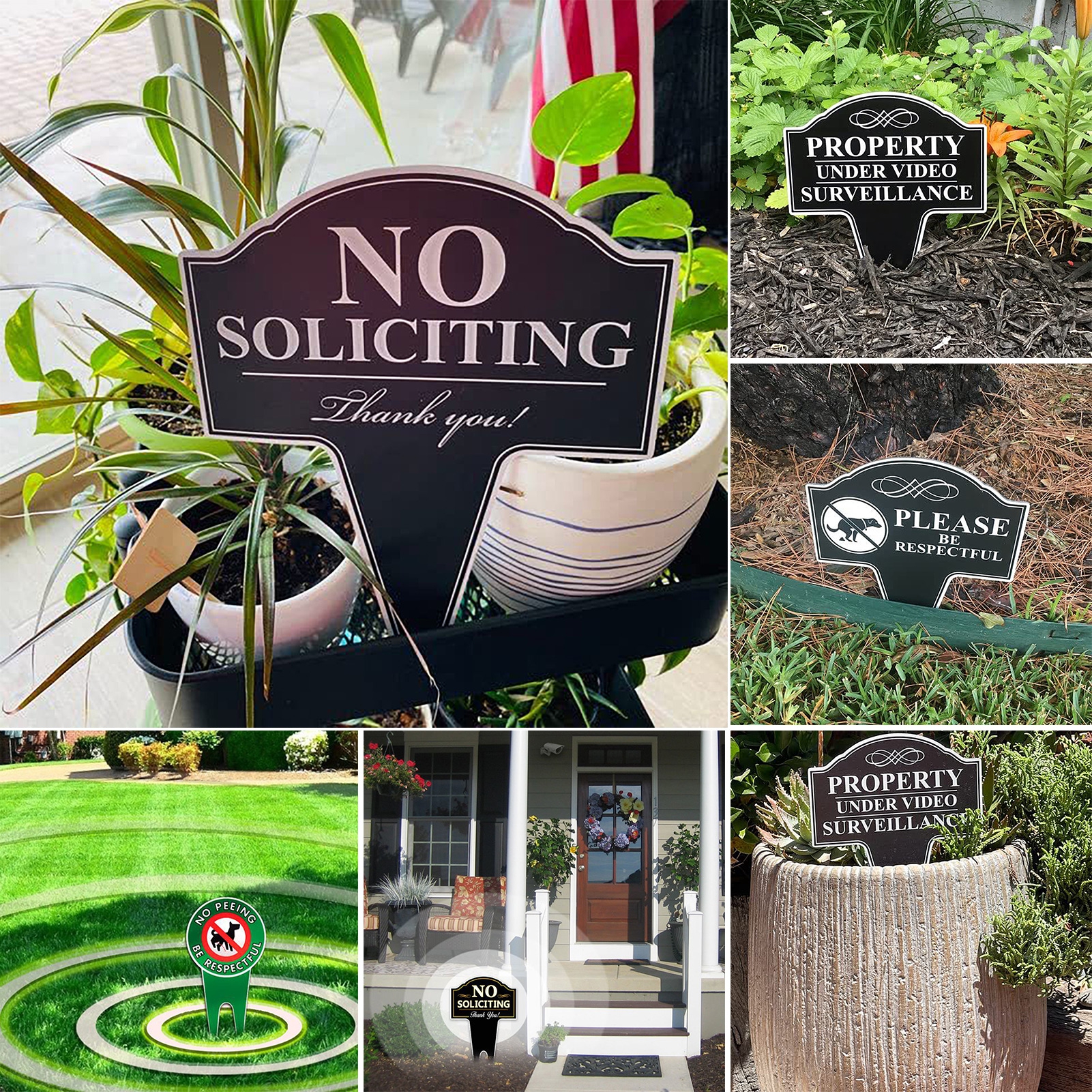 Xeyise No Soliciting Sign with Ground Stake Outdoor Yard Sign Home ...
