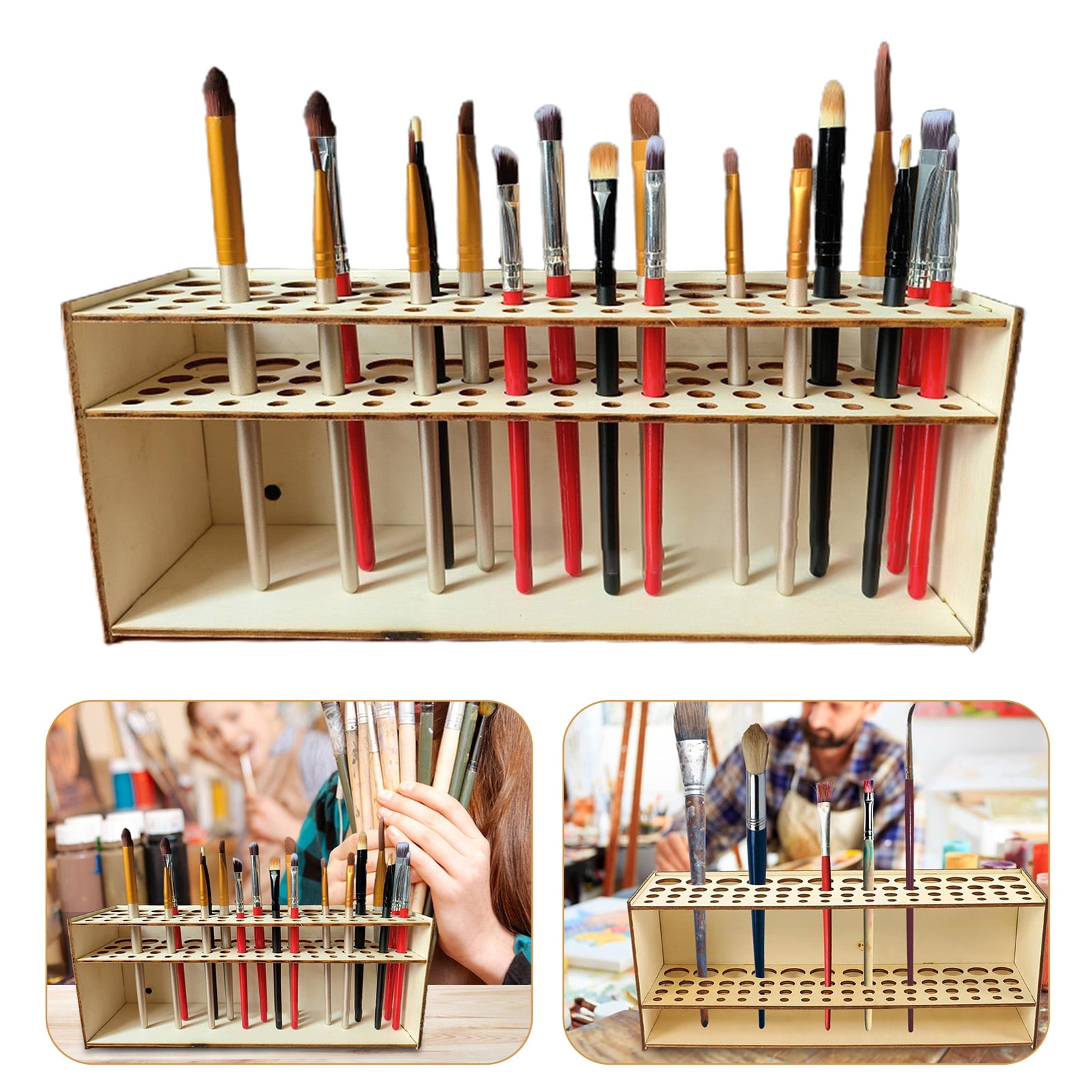 Xeyise Paint Brush Holder with Multiple Holes Large Capacity Smooth ...