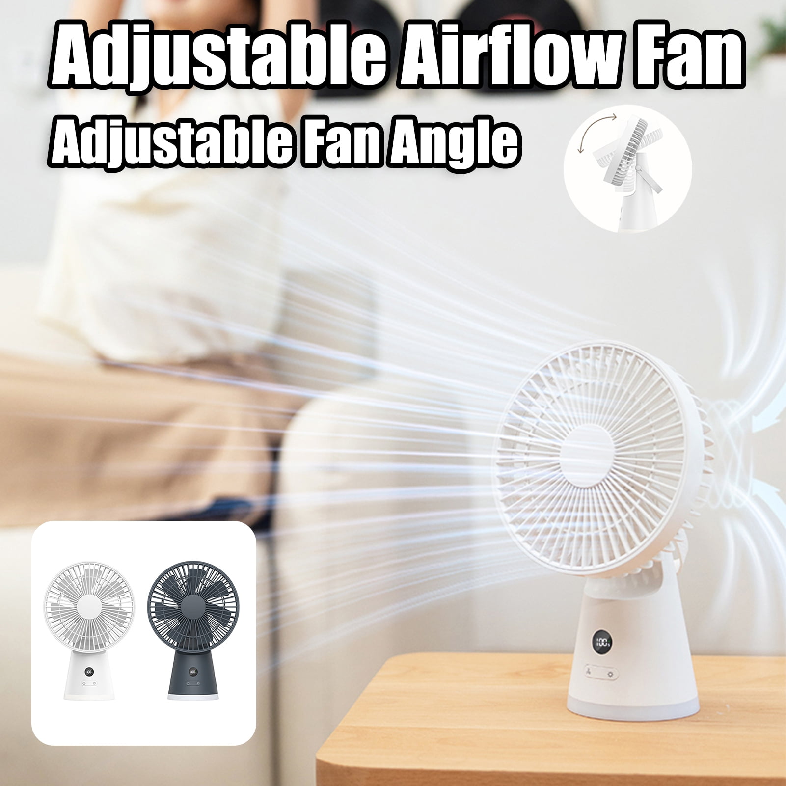 Xeyise Personal Desktop Fan with 5 Speed Settings Digital Display Low ...