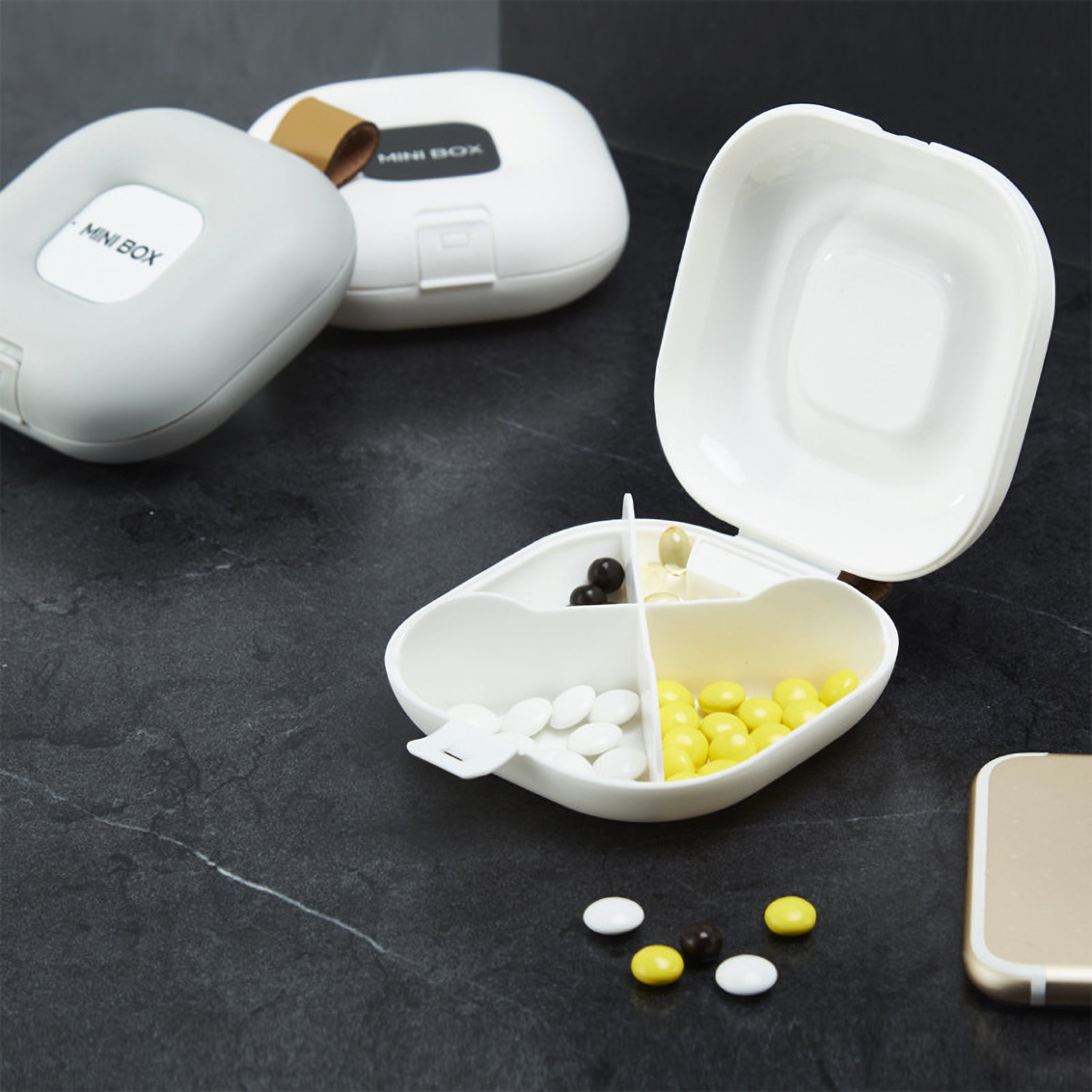 Xeyise Pill Box with 4 Divided Compartments Dustproof Moisture-proof ...