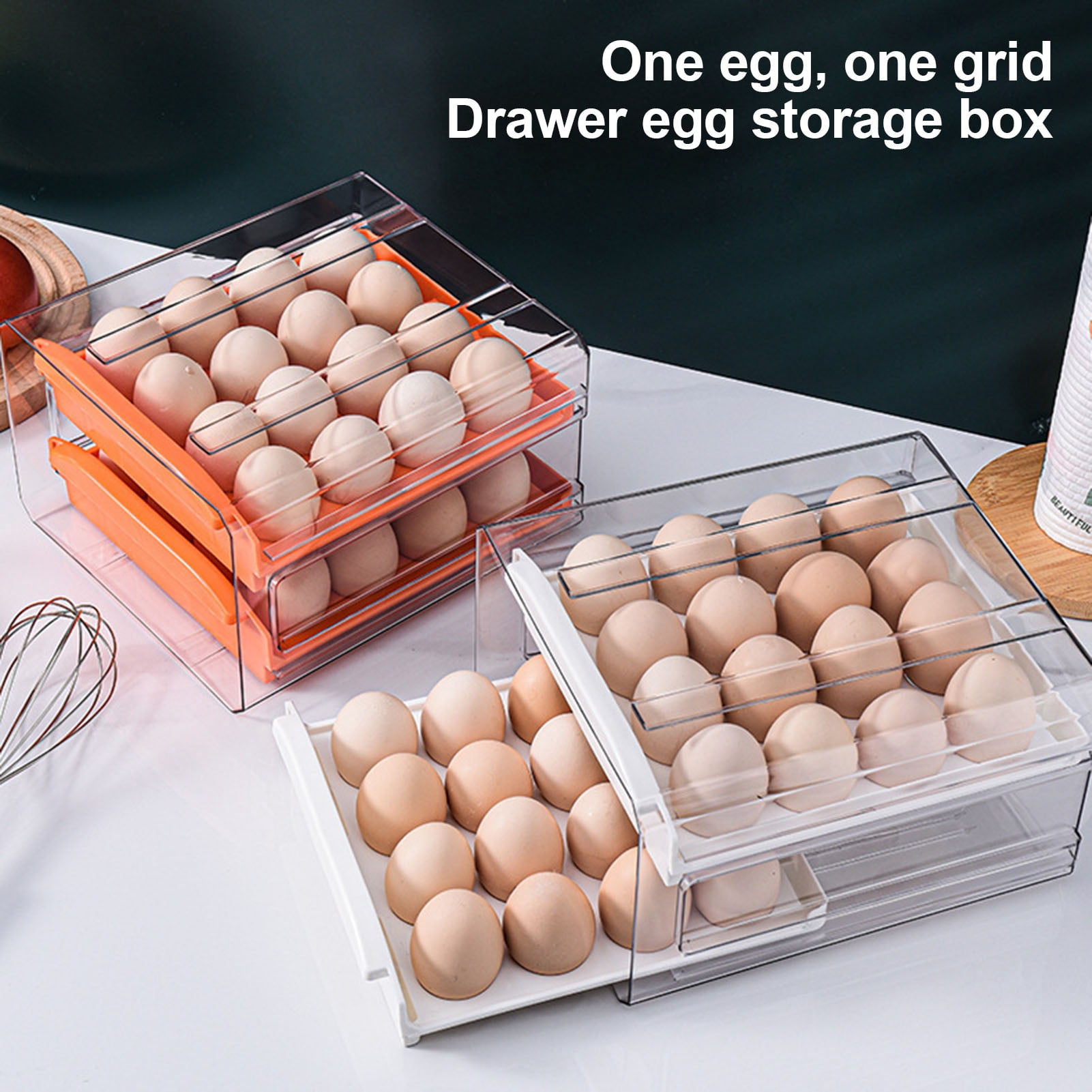 Xeyise Refrigerator Egg Storage Box Food Grade BPA Free Drawer Design ...