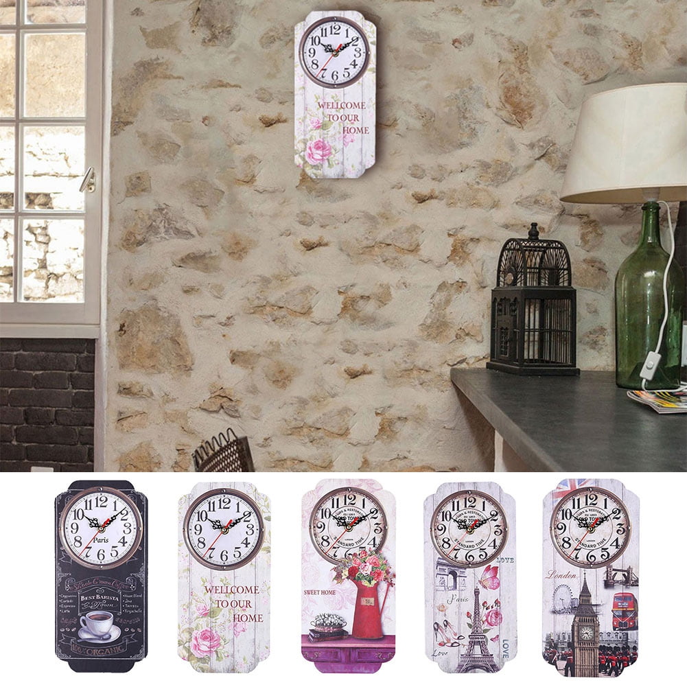 Xeyise Retro Rectangle Big Ben Pattern Wall Clock Living Room Home Bar ...
