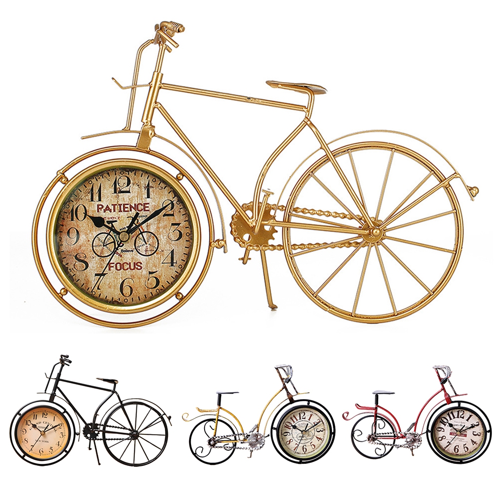 Xeyise Retro Vintage Silent Iron Bike Bicycle Clock Home Office Living ...
