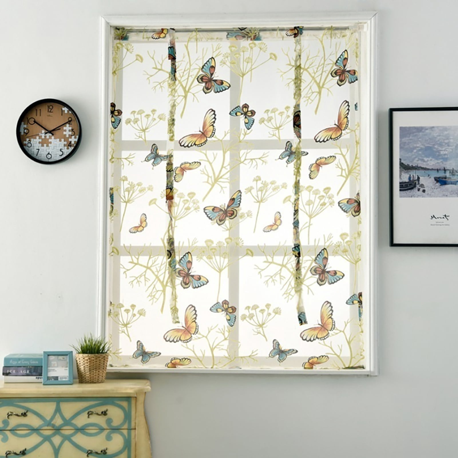 Xeyise Roman Blind Flower Pattern Elegant Window Curtain for Home ...