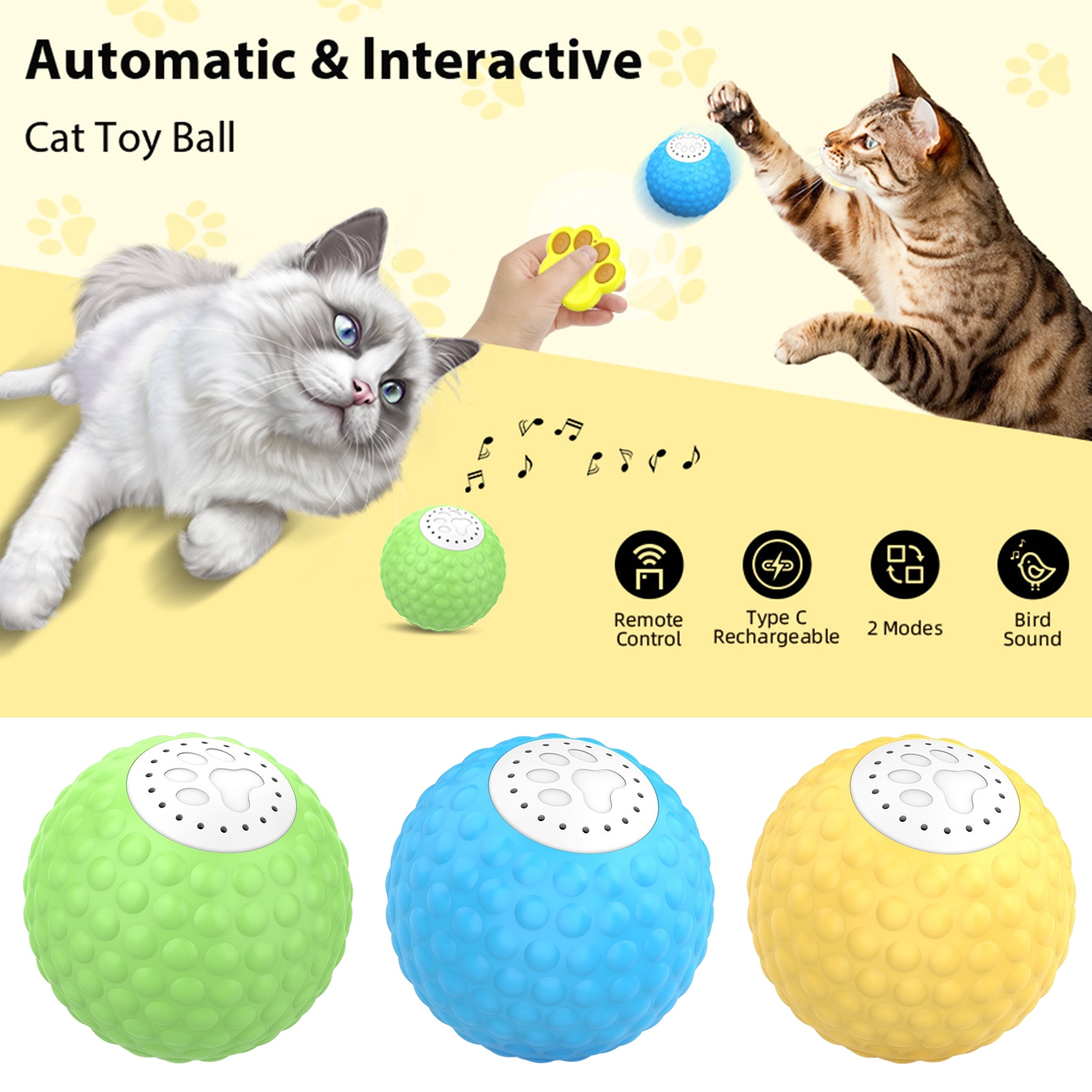 Xeyise Smart Interactive Dog Toy USB Rechargeable Wicked Ball with LED ...