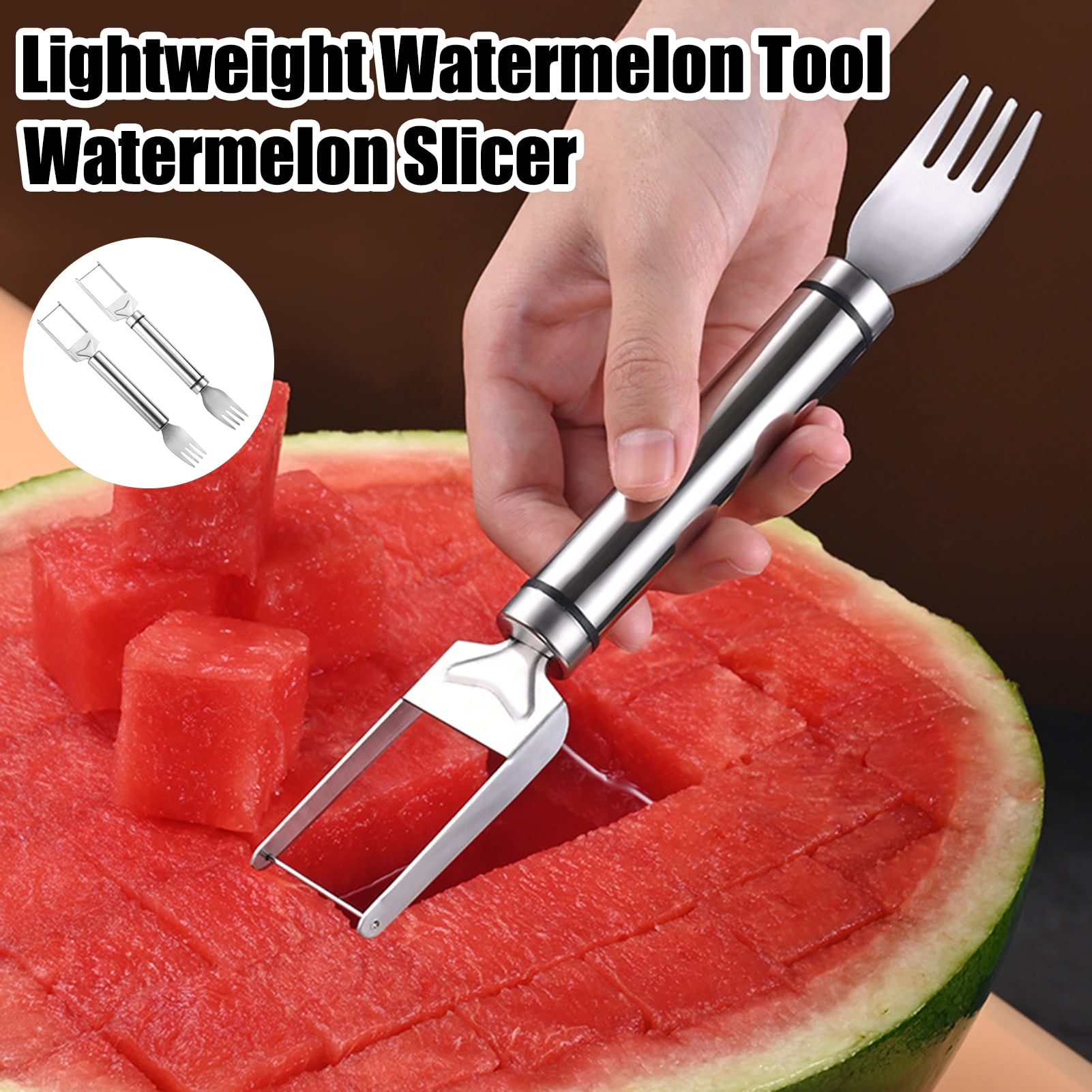 Xeyise Stainless Steel Watermelon Slicer Fork 2-In-1 Multifunction ...