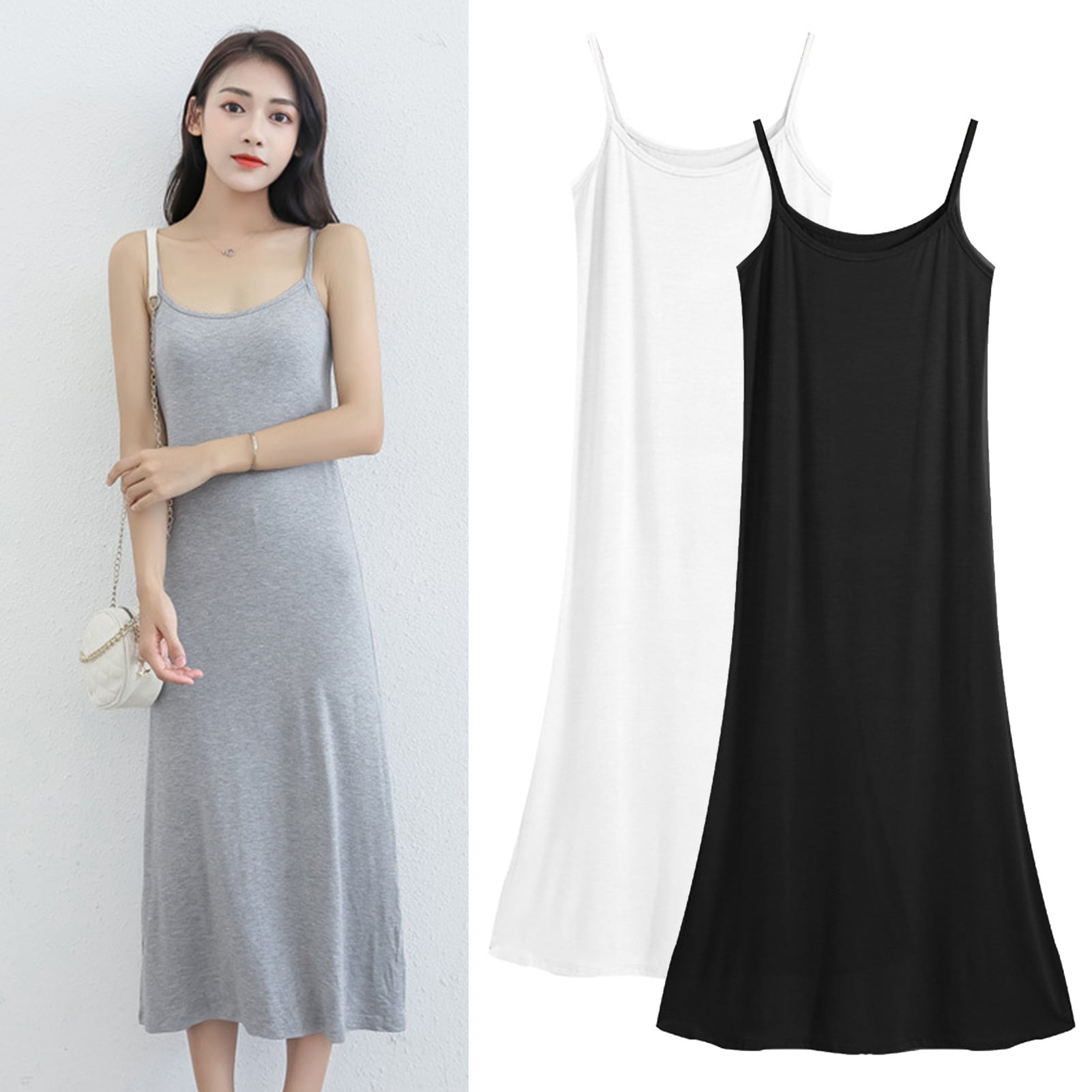 Xeyise Summer Sundress Skeeveless Loose Solid Color Stretch Backless ...