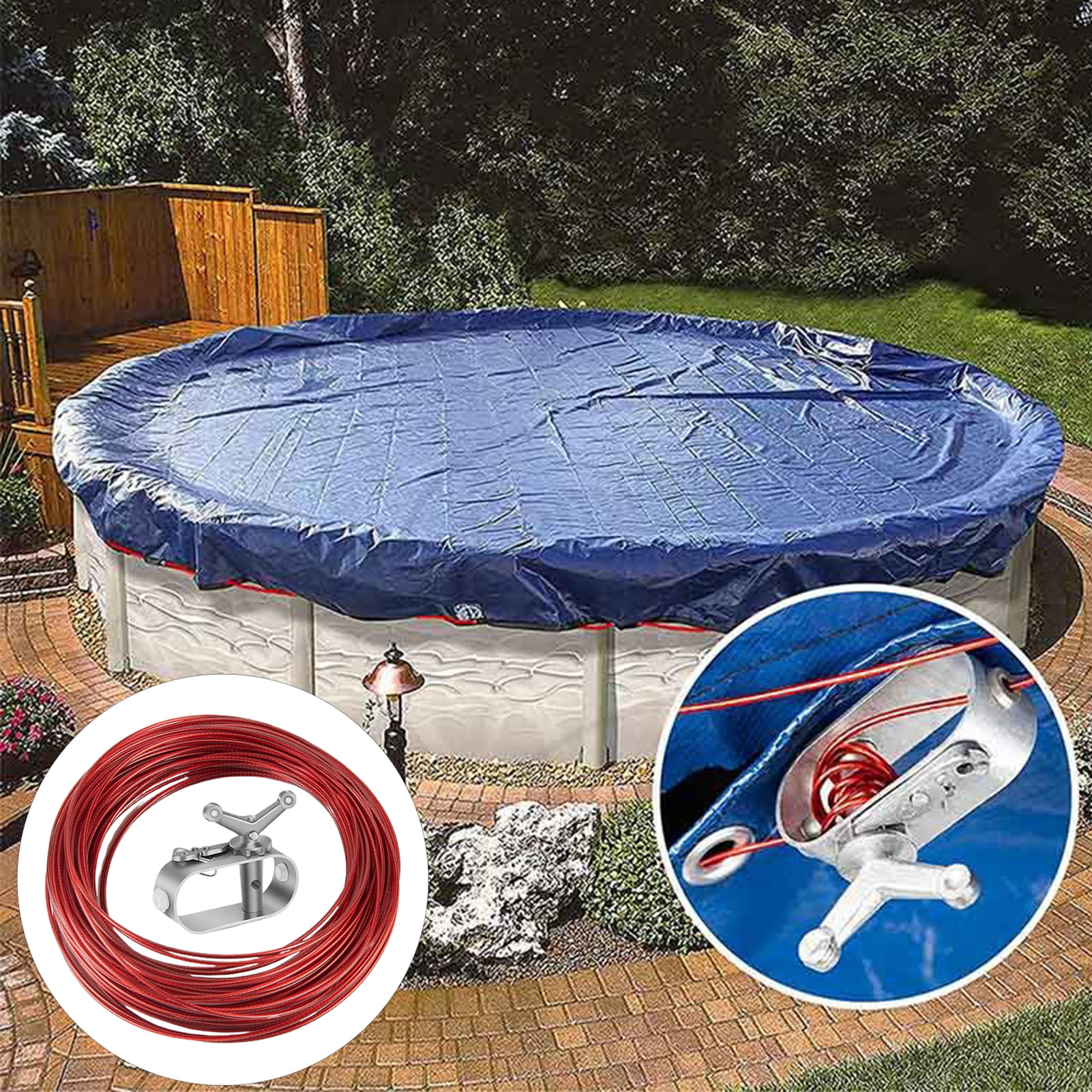 Xeyise Swimming Pool Cover Cable with Winch Kit Rustproof Easy ...