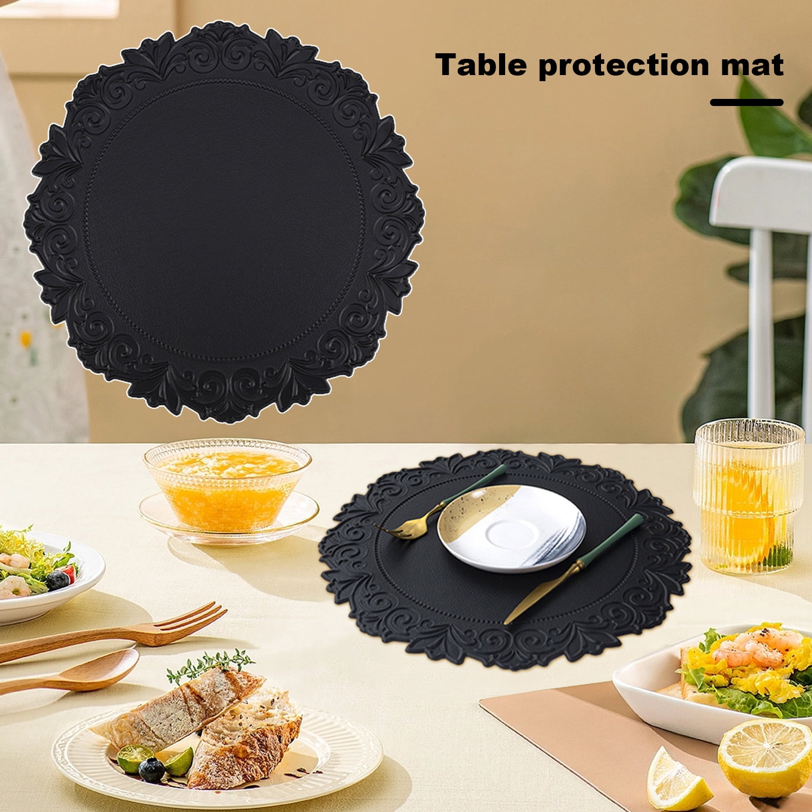 Xeyise Table Mat Hemmed Edge Heat-resistant Oil-proof Round PVC Heat ...