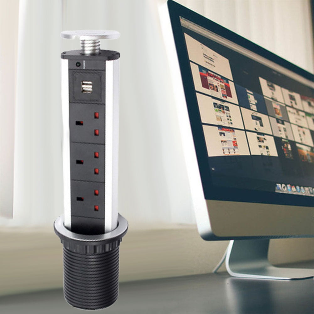 Xeyise UK/US Plug Kitchen Office Table Hidden Electric Socket USB Port ...