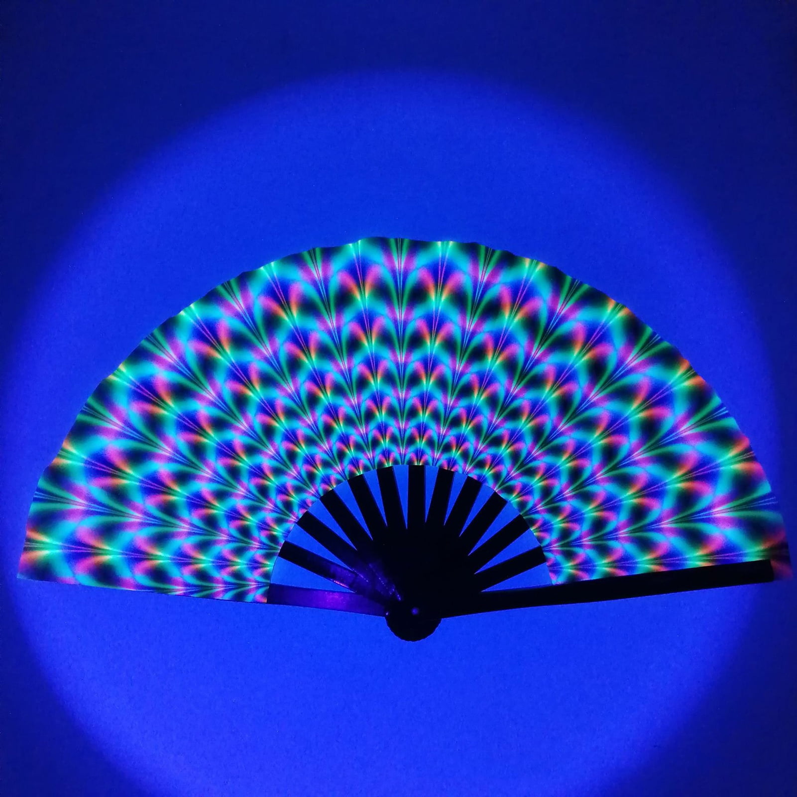 Xeyise UV Fluorescent Folding Fan Portable Bamboo Bone Handheld Fan ...