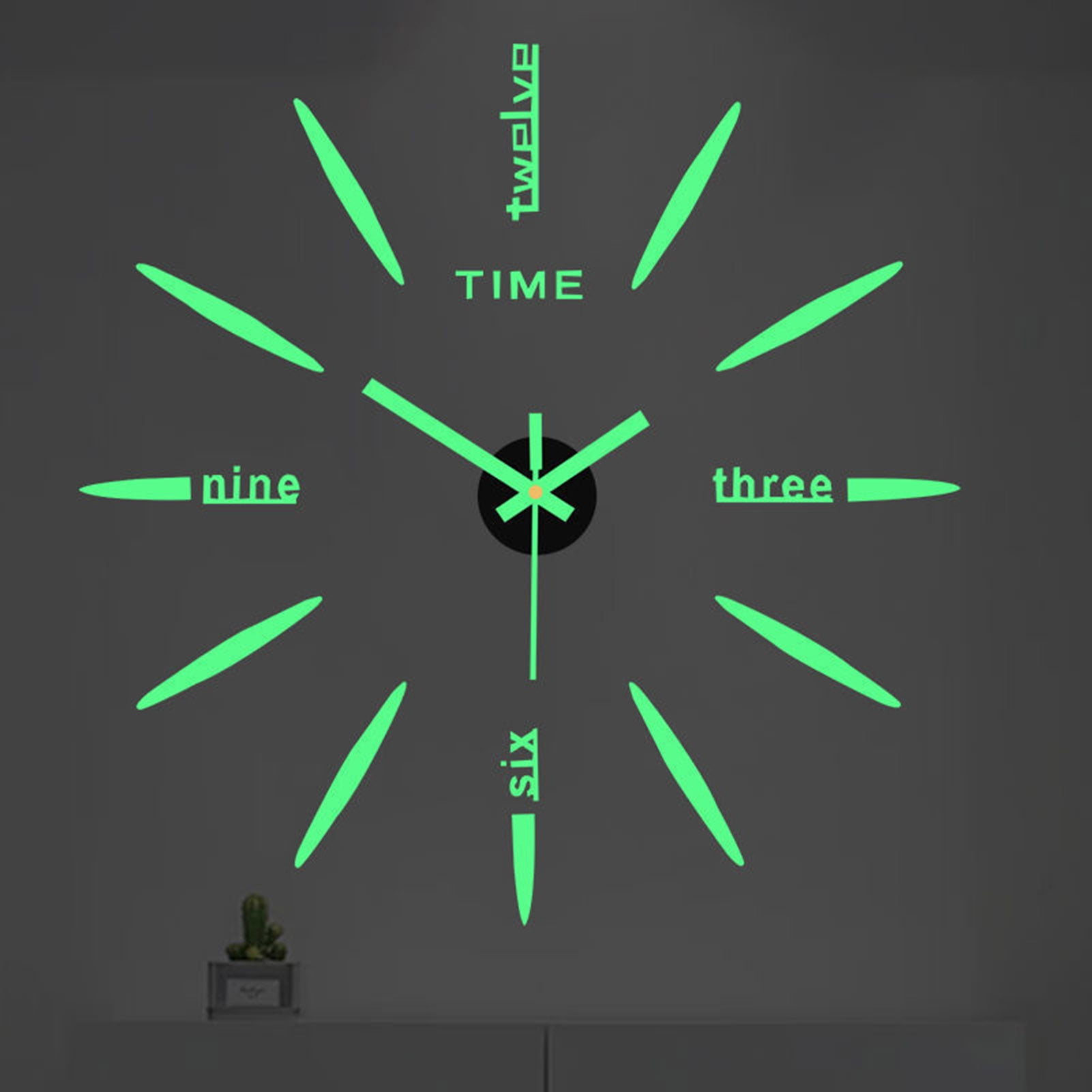 Xeyise Wall Clock Glow in The Dark Self-adhesive Adjustable DIY ...