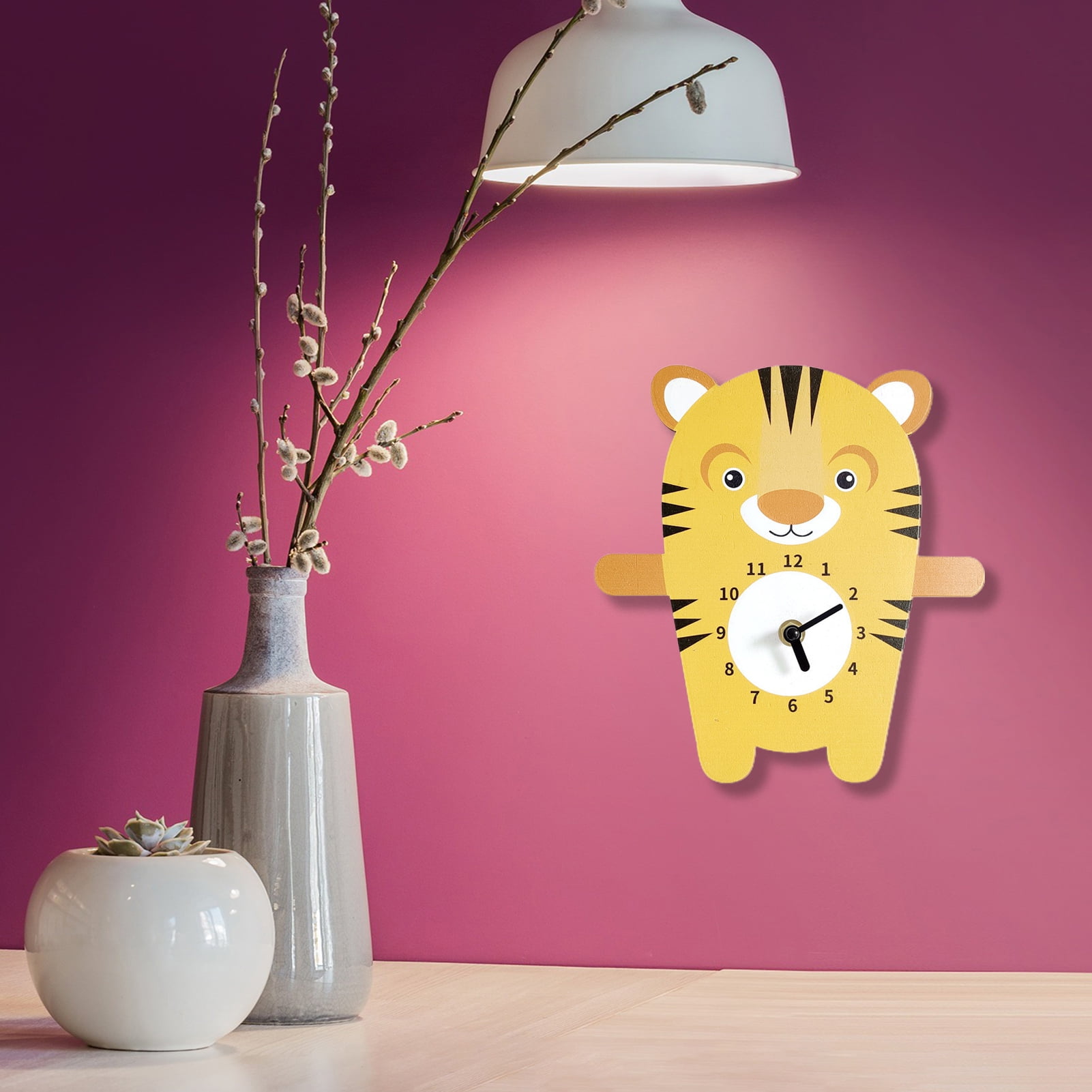 Xeyise Wall Clock Panda Tiger Shaped Silent Operated Adorable Cartoon ...