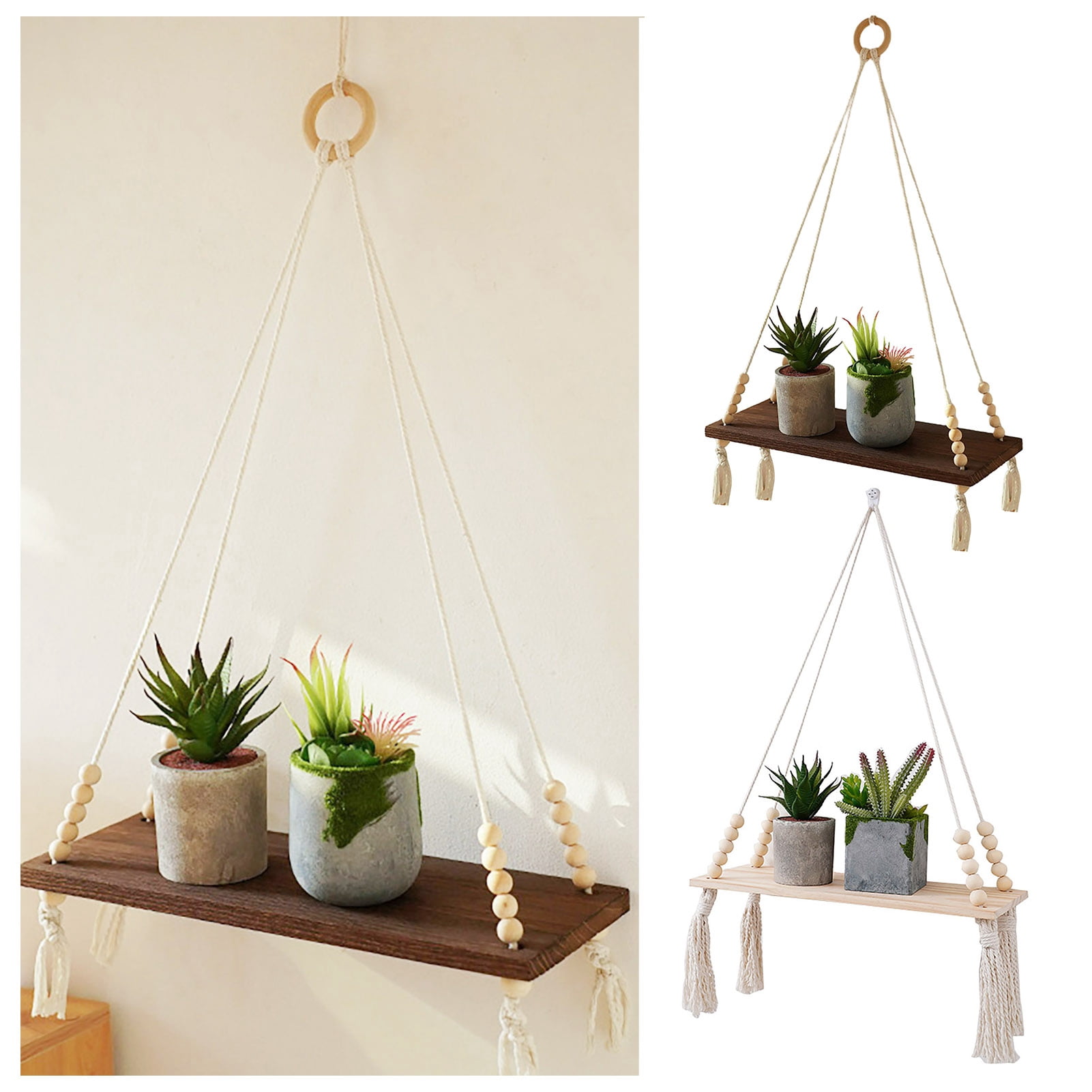 Xeyise Wall Hanging Shelf Nordic Bohemia Style Wood Floating Shelf ...