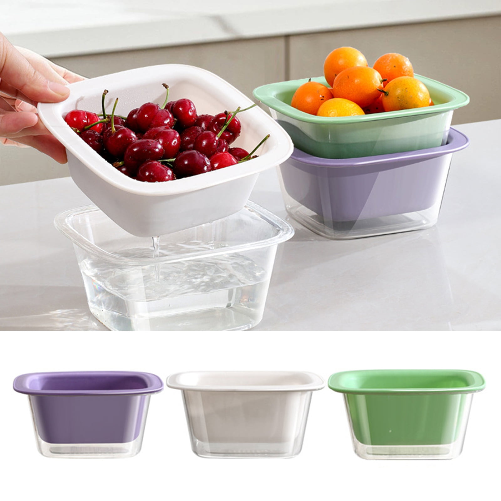 Xeyise Water Filter Basket Double-layer Kitchen Draining Bowl Hollow ...