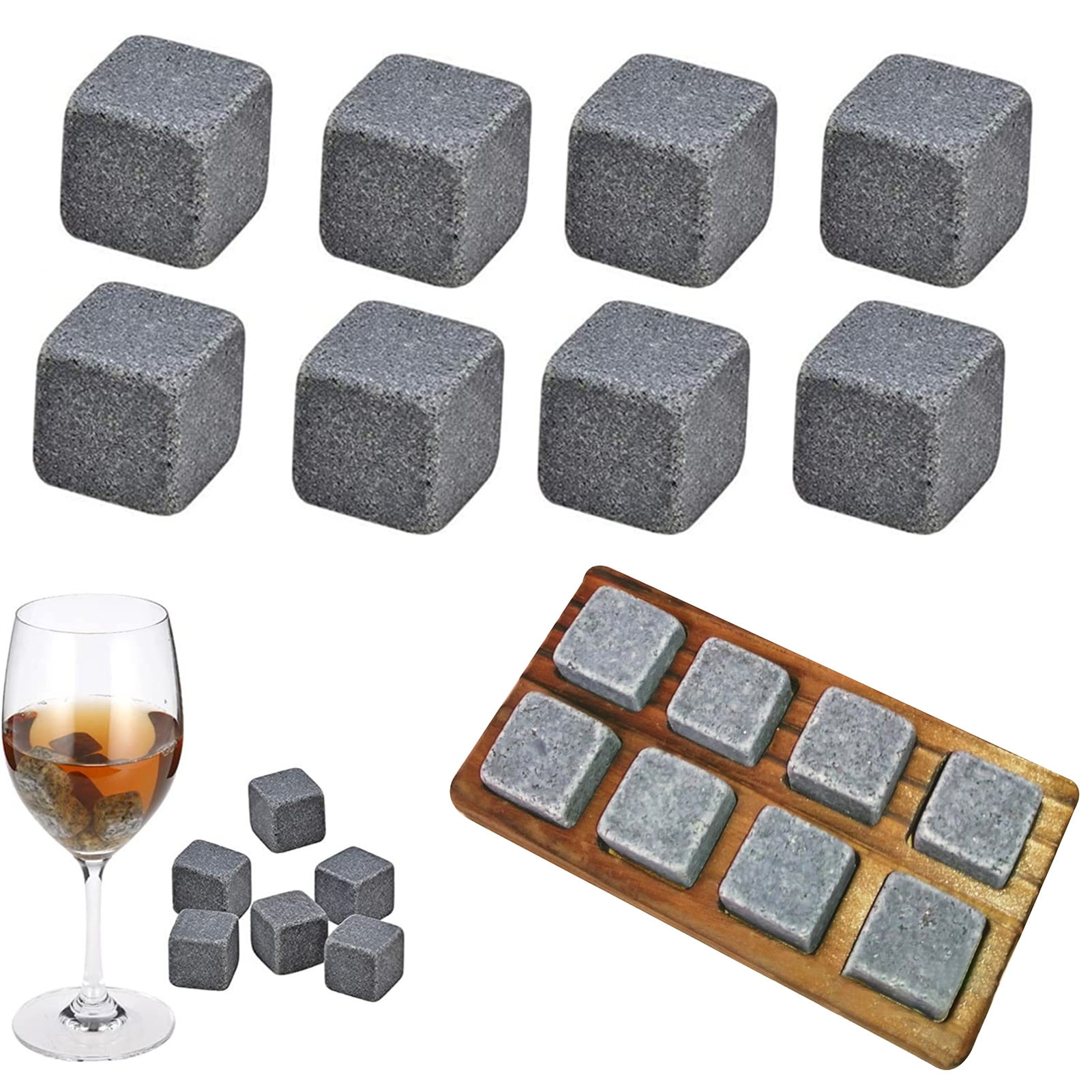 Xeyise Whiskey Stones Gift Set with Wood Tray High-tech Polished ...