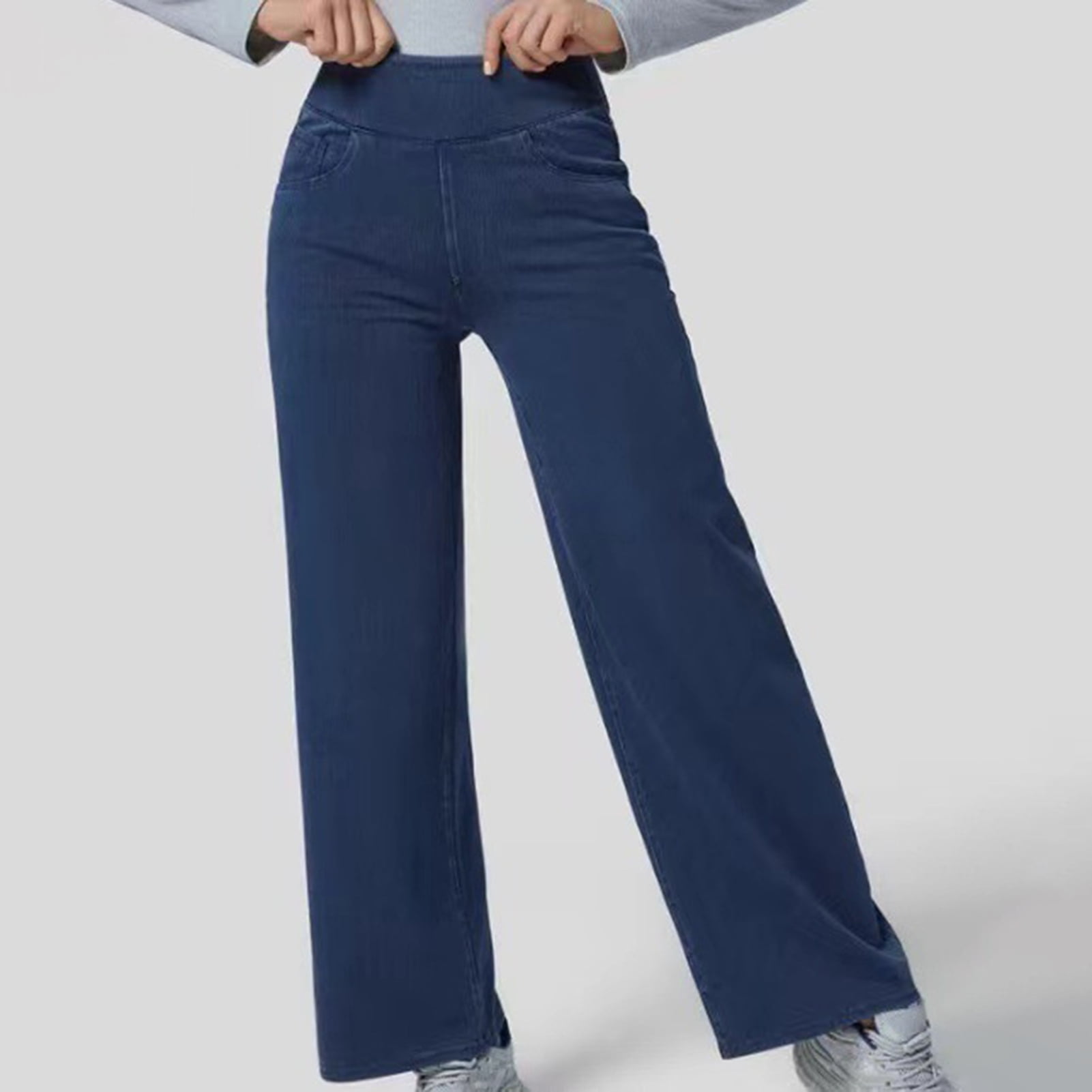 Xeyise Women Jeans Elastic High Waist Slim Fit Slightly Flared Wide Leg ...