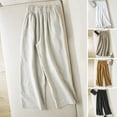 Xeyise Women Summer Pants Mid-rise Elastic Waist Wide-Leg Pants with ...