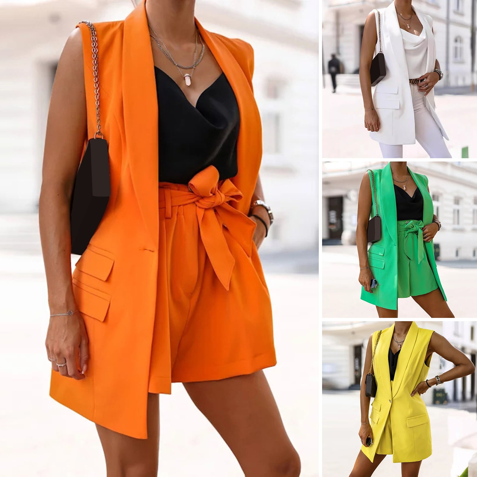 Xeyise Women Vest Sleeveless Single Button Western Style Slim Fit ...