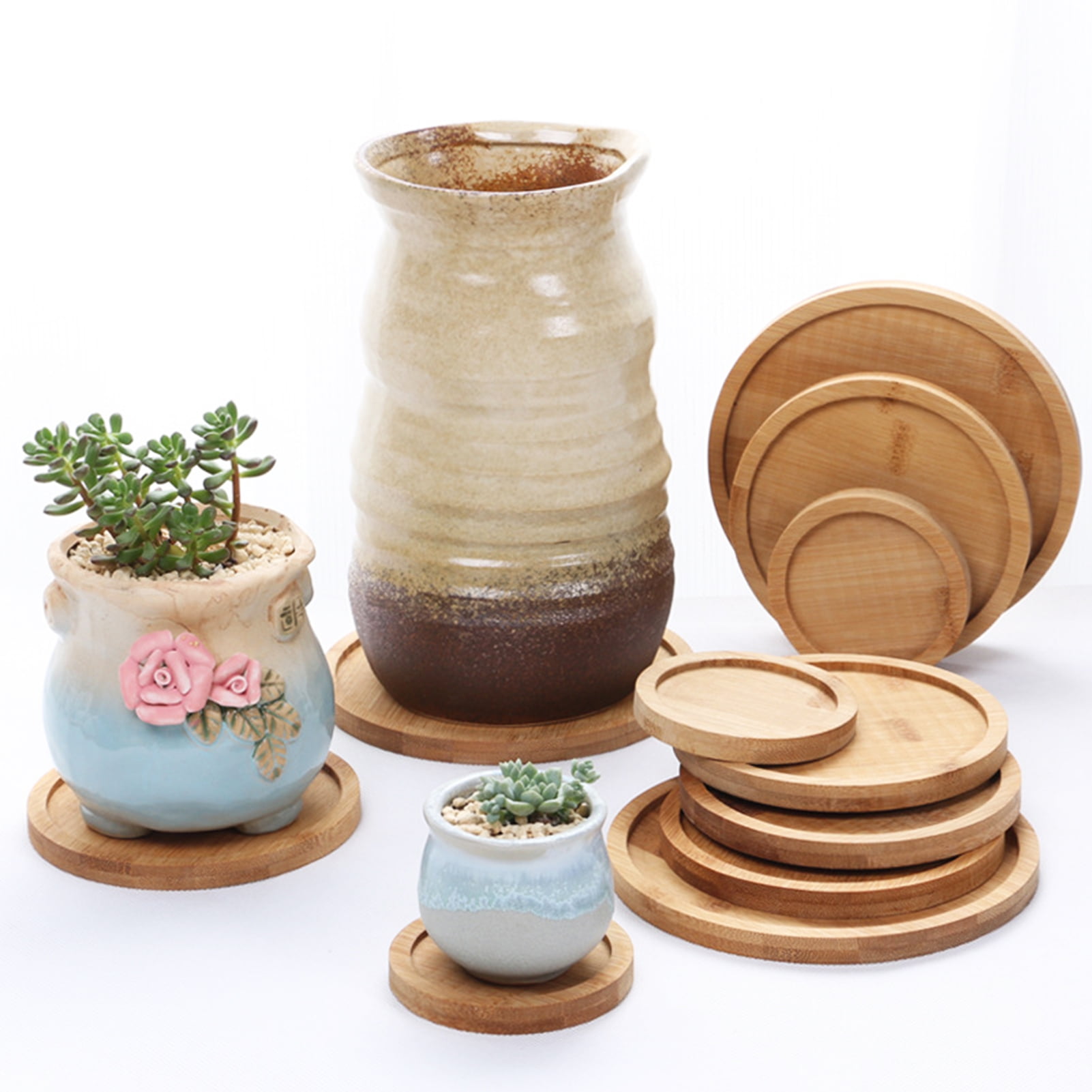 Xeyise Wood Plant Saucer Tray Anti-Aging Thickened Base Rust-resistant ...