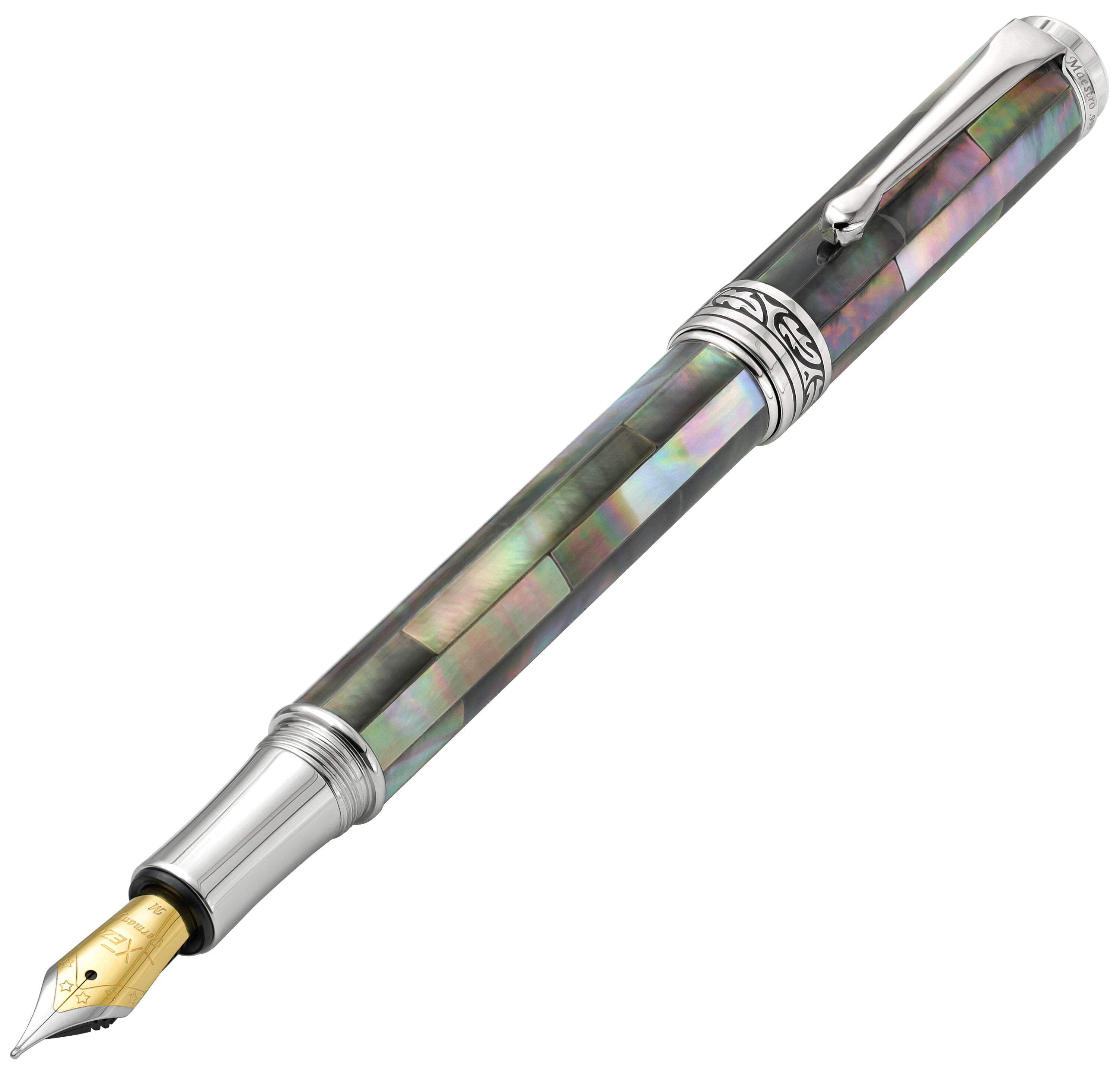Xezo Xezo Maestro® Black Mother of Pearl Platinum Plated Fountain Pen (Medium Nib) - Walmart.com