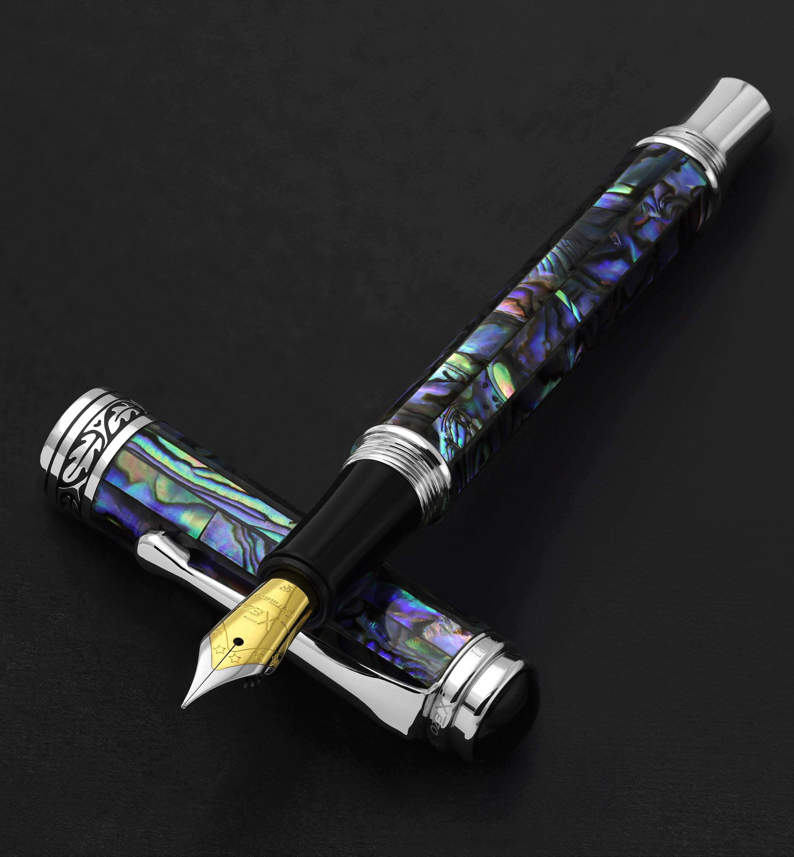 Xezo Maestro® Paua Abalone Sea Shell Fountain Pen (Fine Nib) - Platinum Plated - Walmart.com