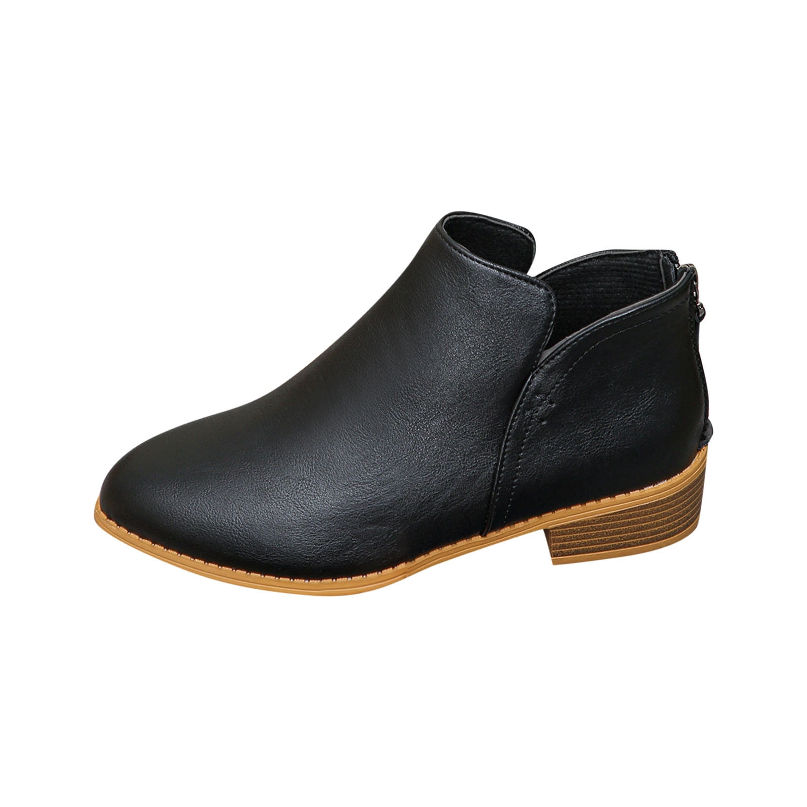 Xfvqtps Ankle Boots for Women Cork Pointy Toe Low Heel Back Zipper ...