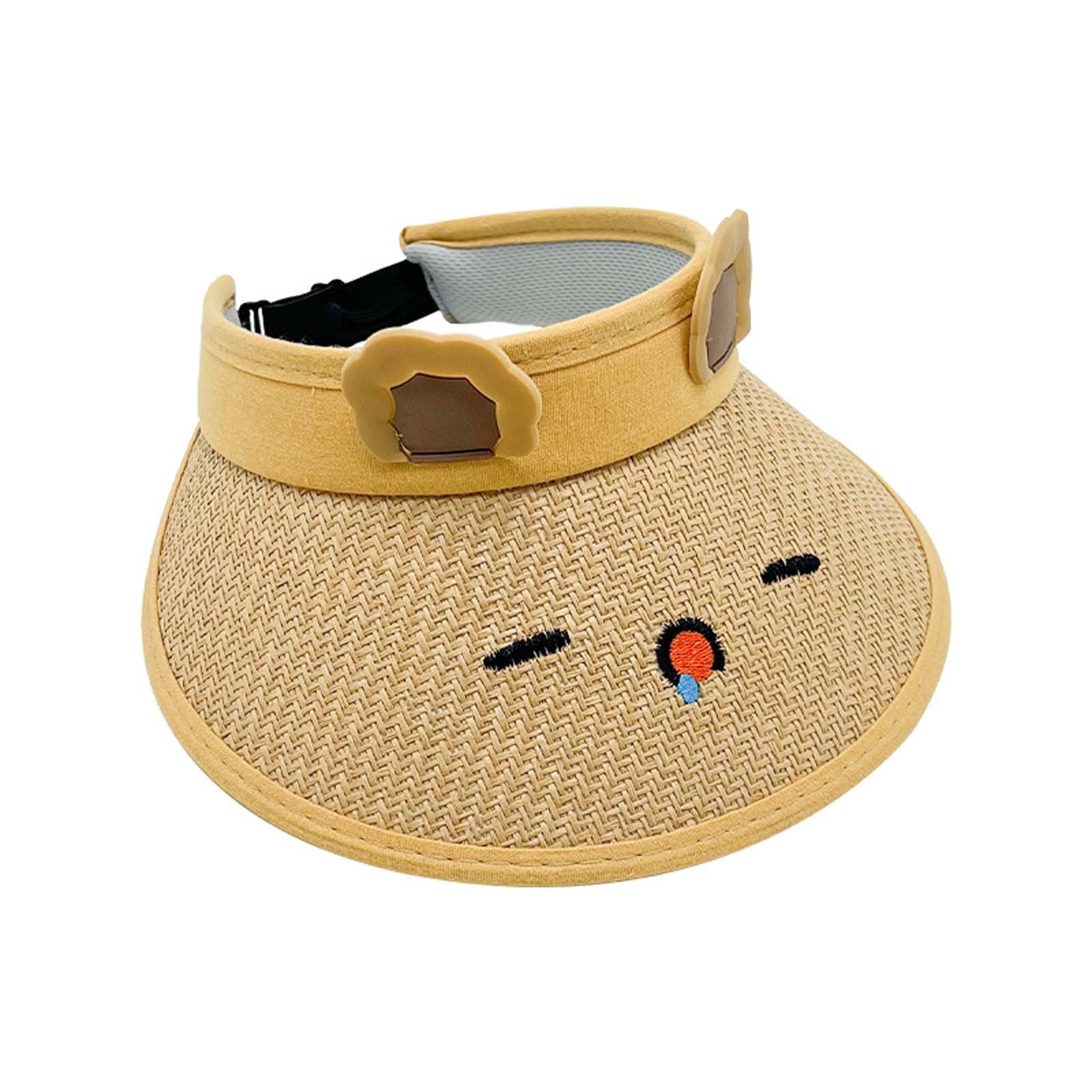 Xfvqtps Baby Kids Sun Visor Hat Straw Wide Brim Cute Cartoon Animals ...