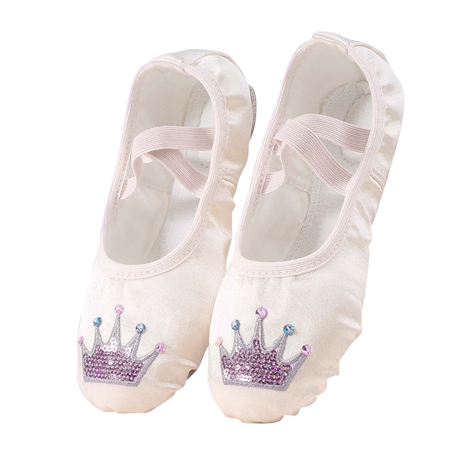 Xfvqtps Ballet Shoes for Girls Soft Sole Non Slip Cross Elastic Straps ...
