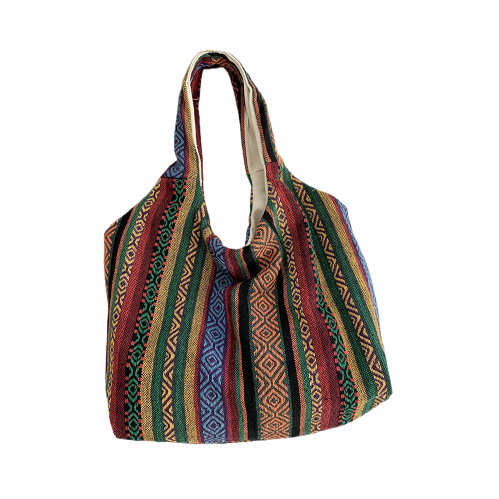 Xfvqtps Canvas Bags for Womens Color Blocked Ethnic Style Large ...