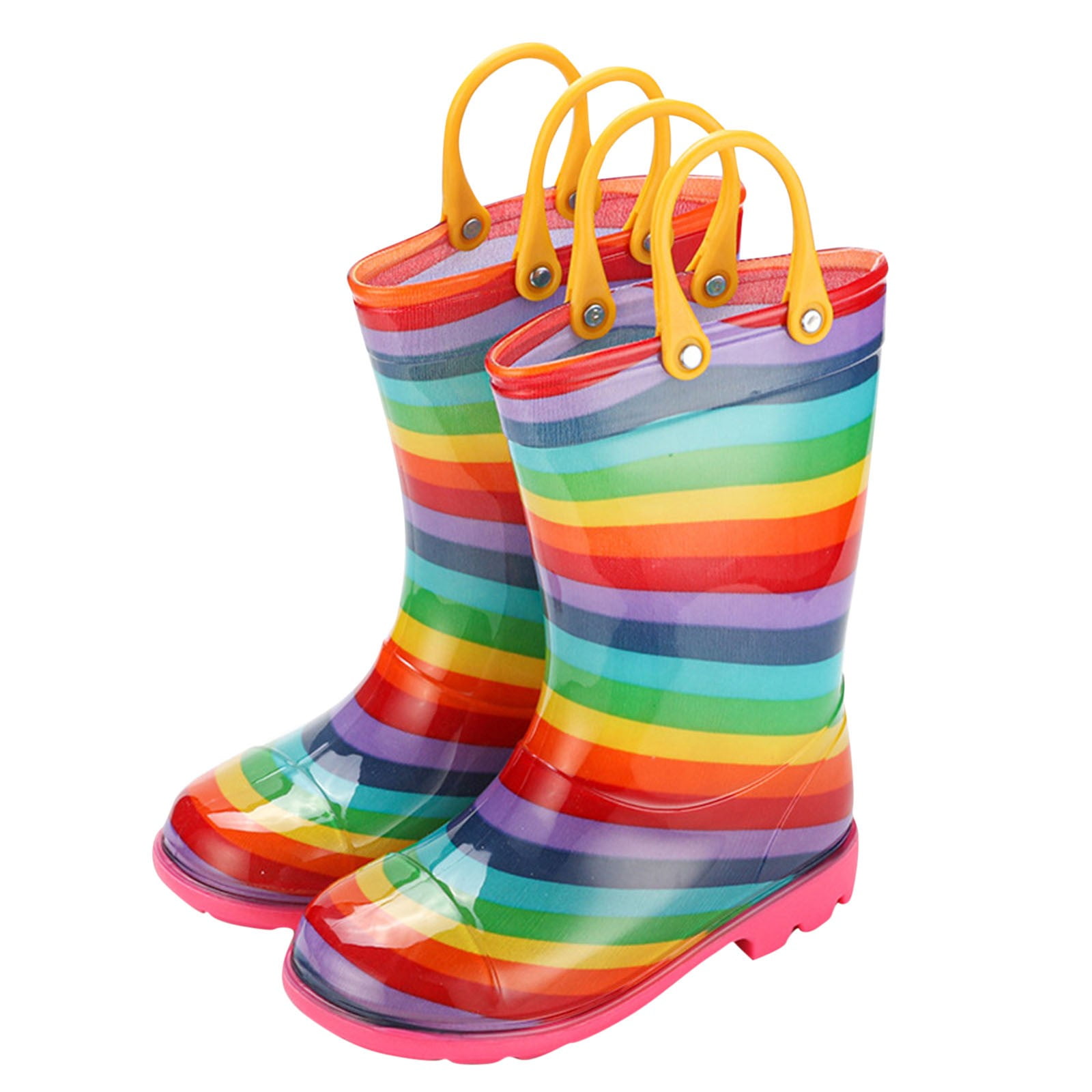 Xfvqtps Child Boys and Girls Rain Boots with Handles Rainbow Multicolor ...