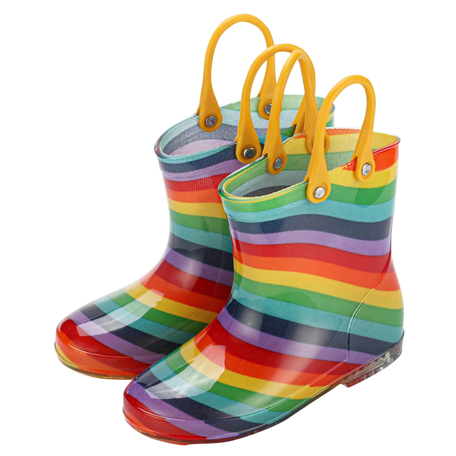 Xfvqtps Child Boys and Girls Rain Boots with Handles Rainbow Multicolor ...