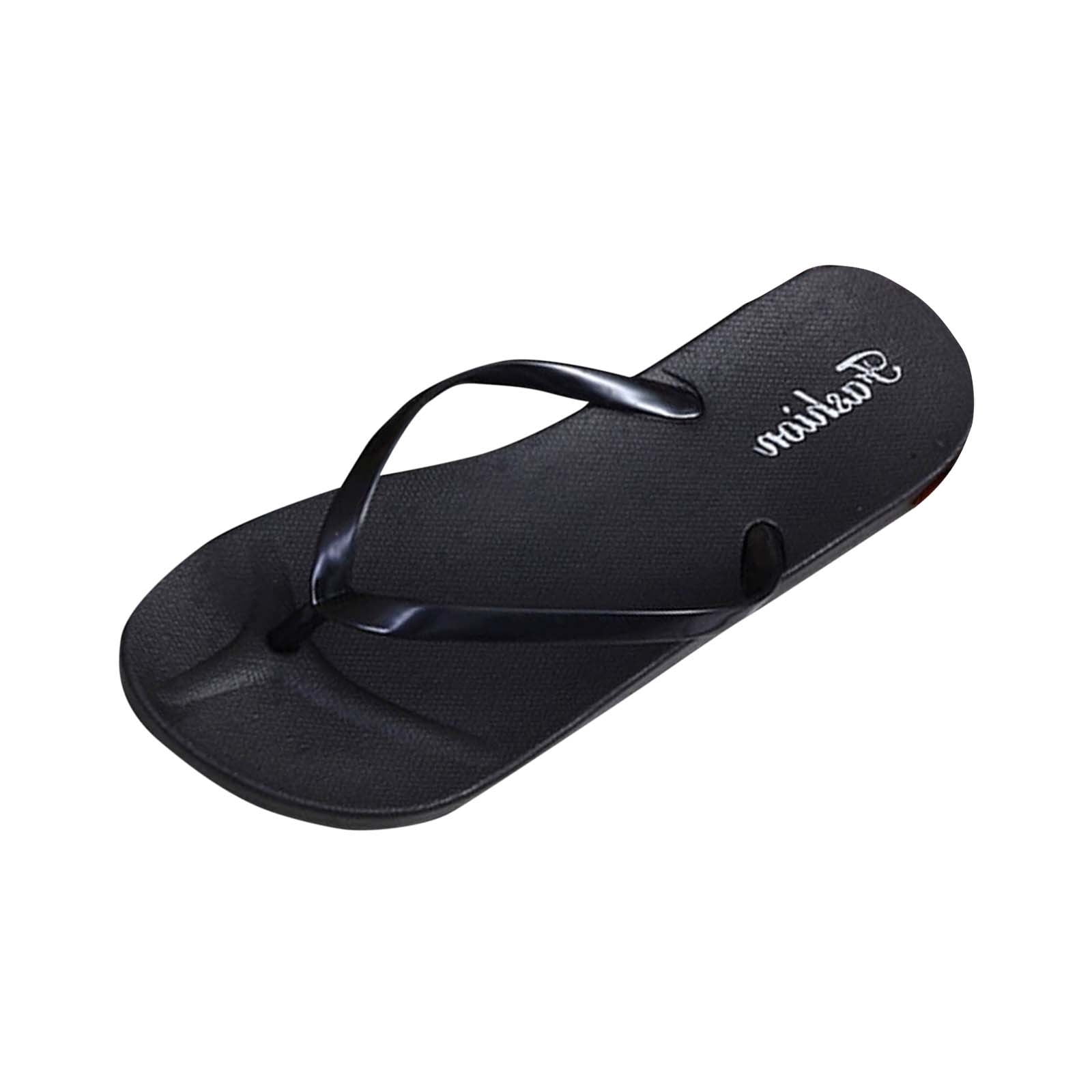 Xfvqtps Flip Flops for Womens Flat Non Slip Beach PVC Basic Thong ...